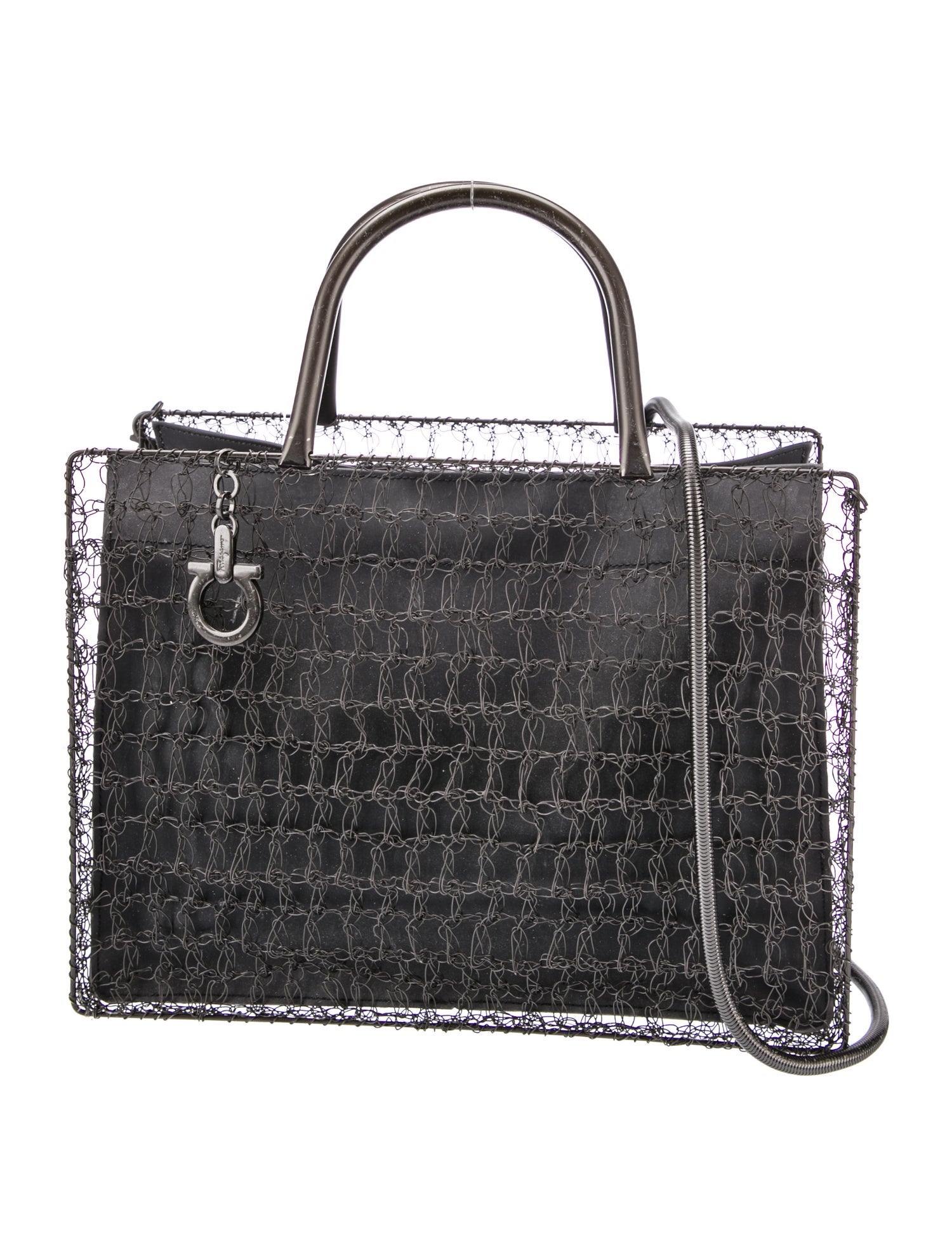 Salvatore Ferragamo Metal Handle Bag - Grey Handle Bags, Handbags ...