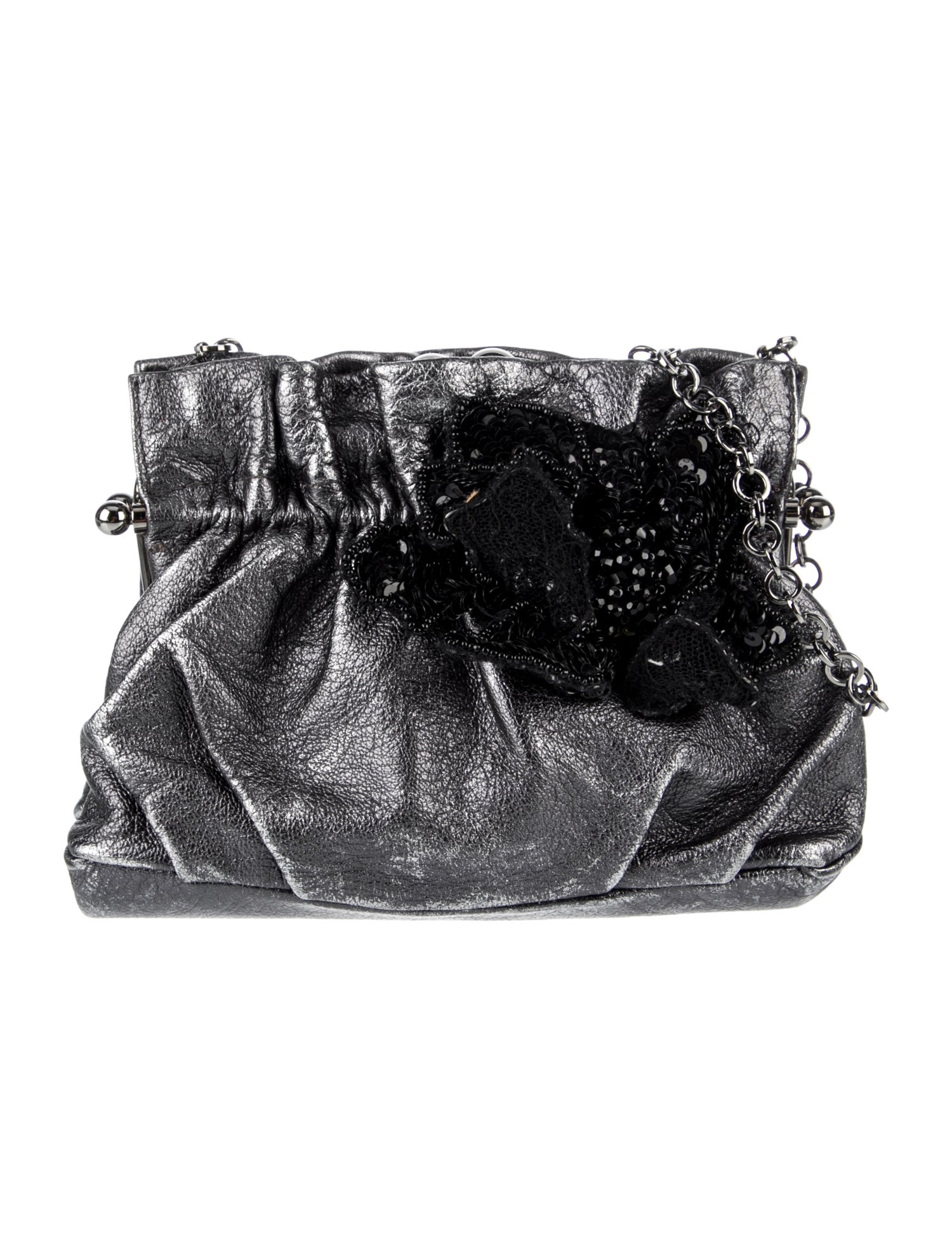 Salvatore Ferragamo Chain-Link Trimmed Leather Evening Bag - Metallic ...