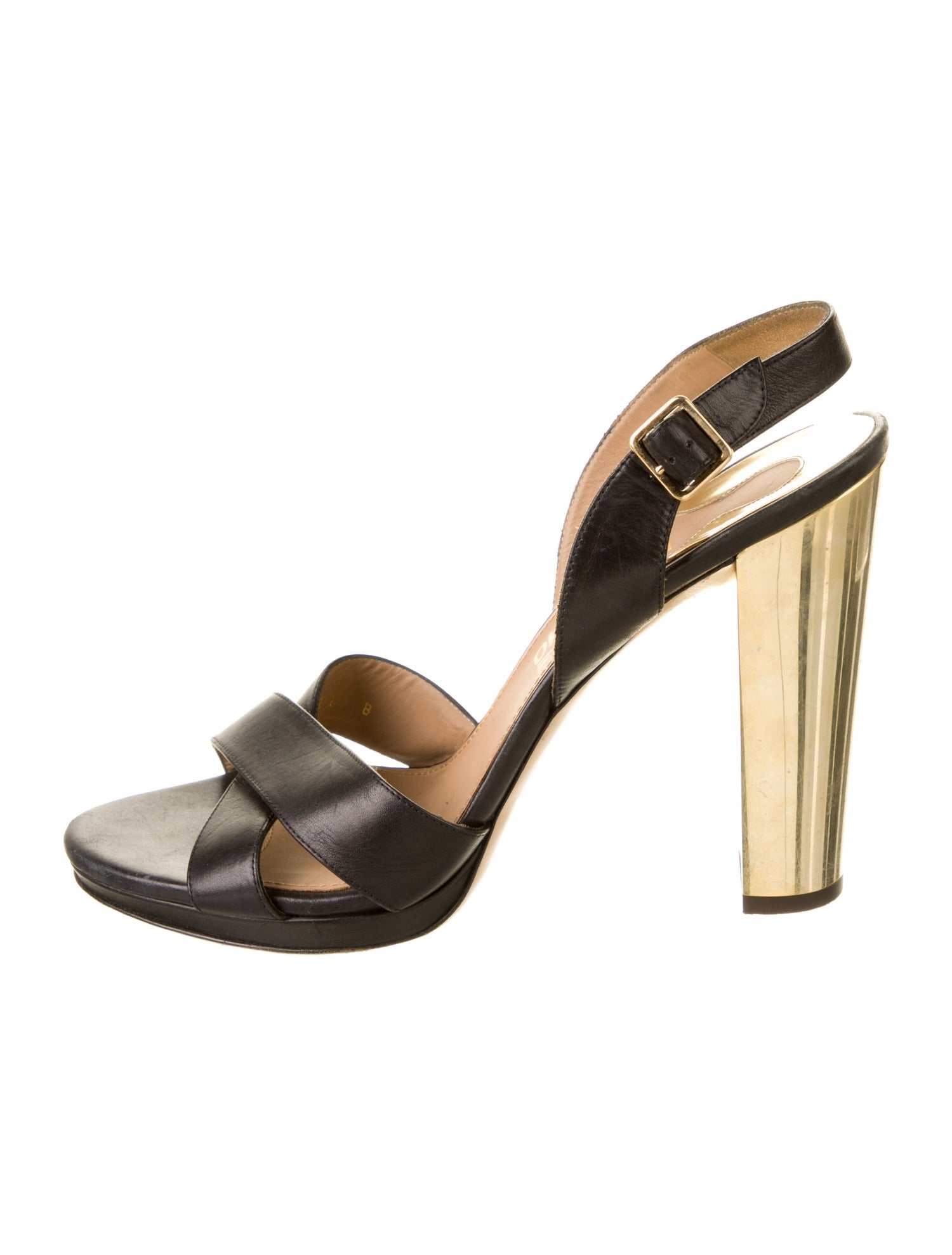 Salvatore Ferragamo Leather Slingback Sandals - Black Sandals, Shoes ...
