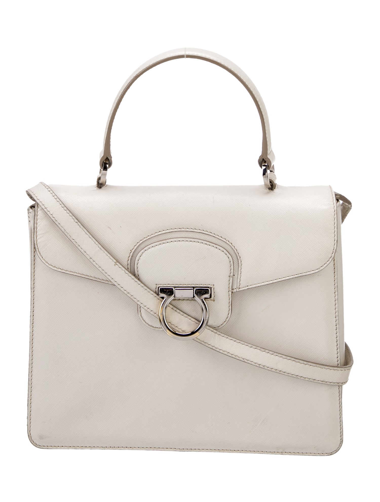 Salvatore Ferragamo Leather Handle Bag - White Handle Bags, Handbags ...