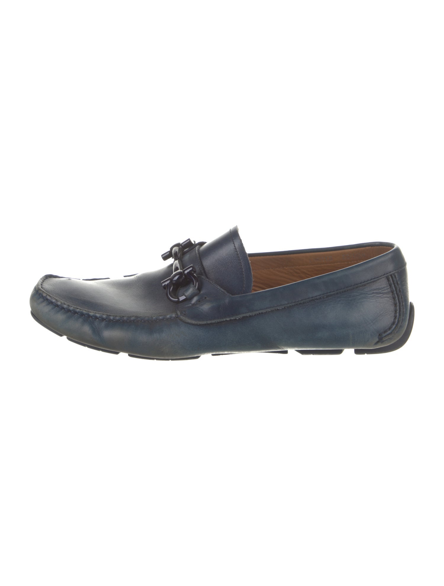 Salvatore Ferragamo Leather Drivers - Blue Loafers, Shoes - SAL361663 ...