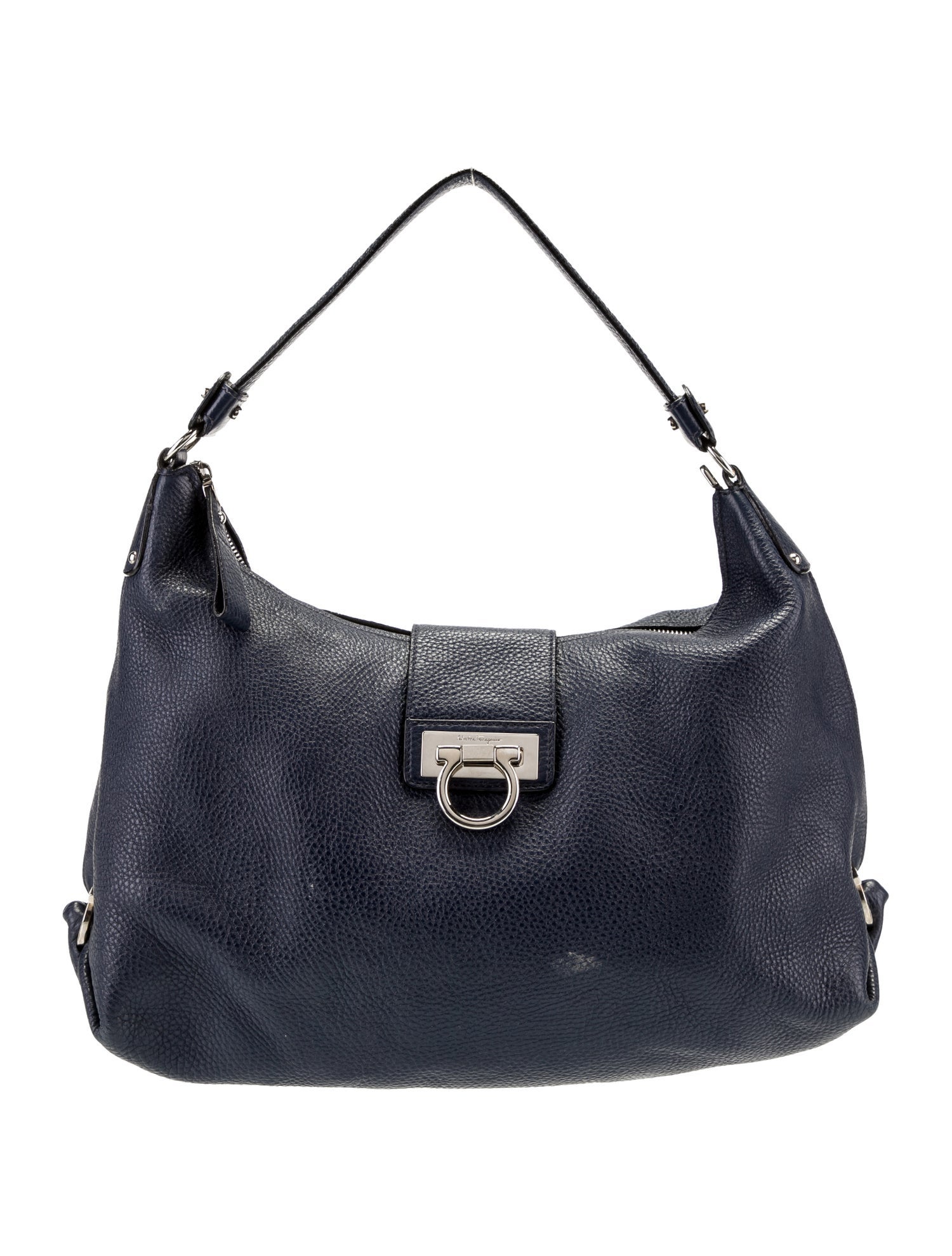 Salvatore Ferragamo Leather Shoulder Bag Blue Shoulder Bags Handbags Sal365060 The Realreal