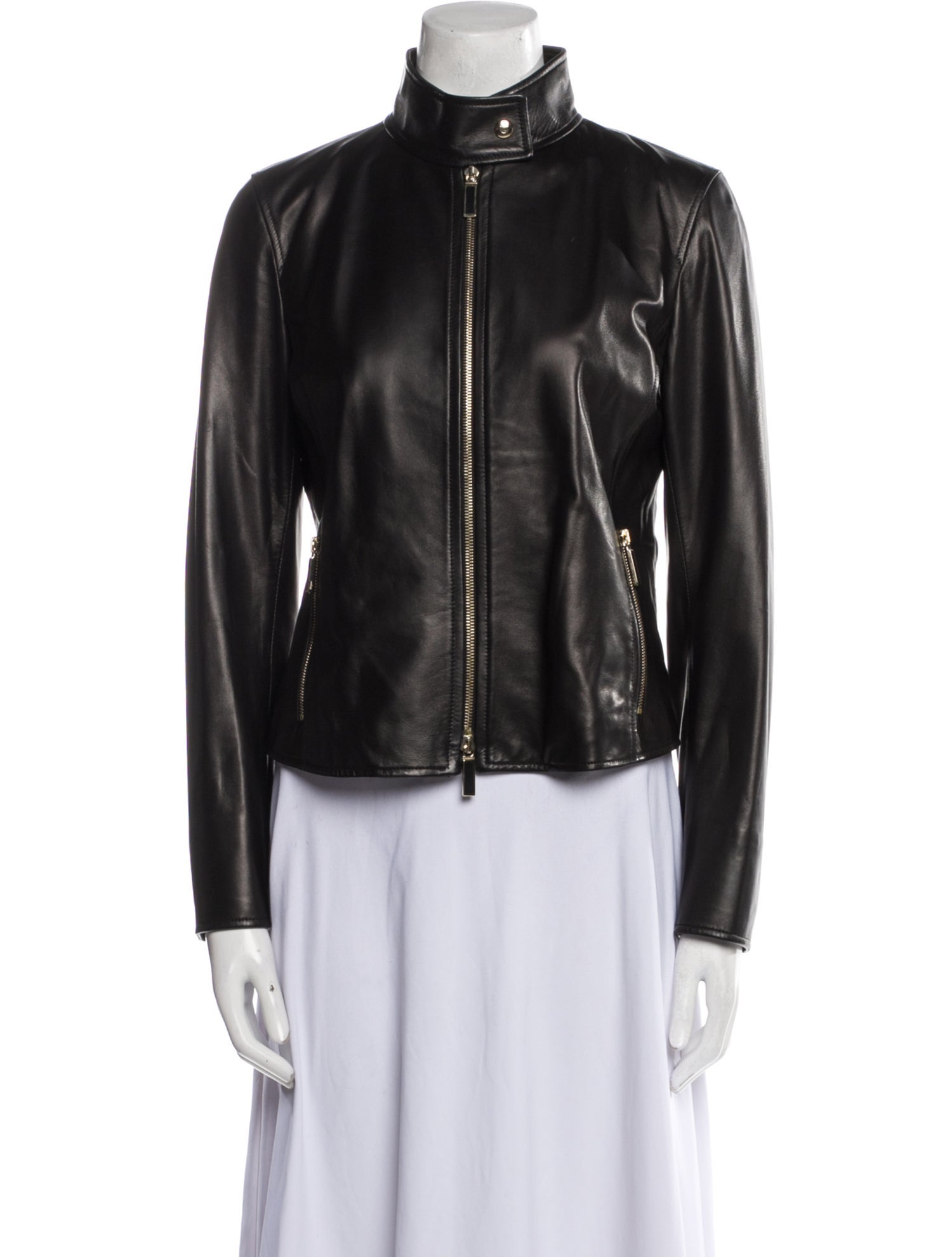 Salvatore Ferragamo Leather Biker Jacket - Black Jackets, Clothing ...