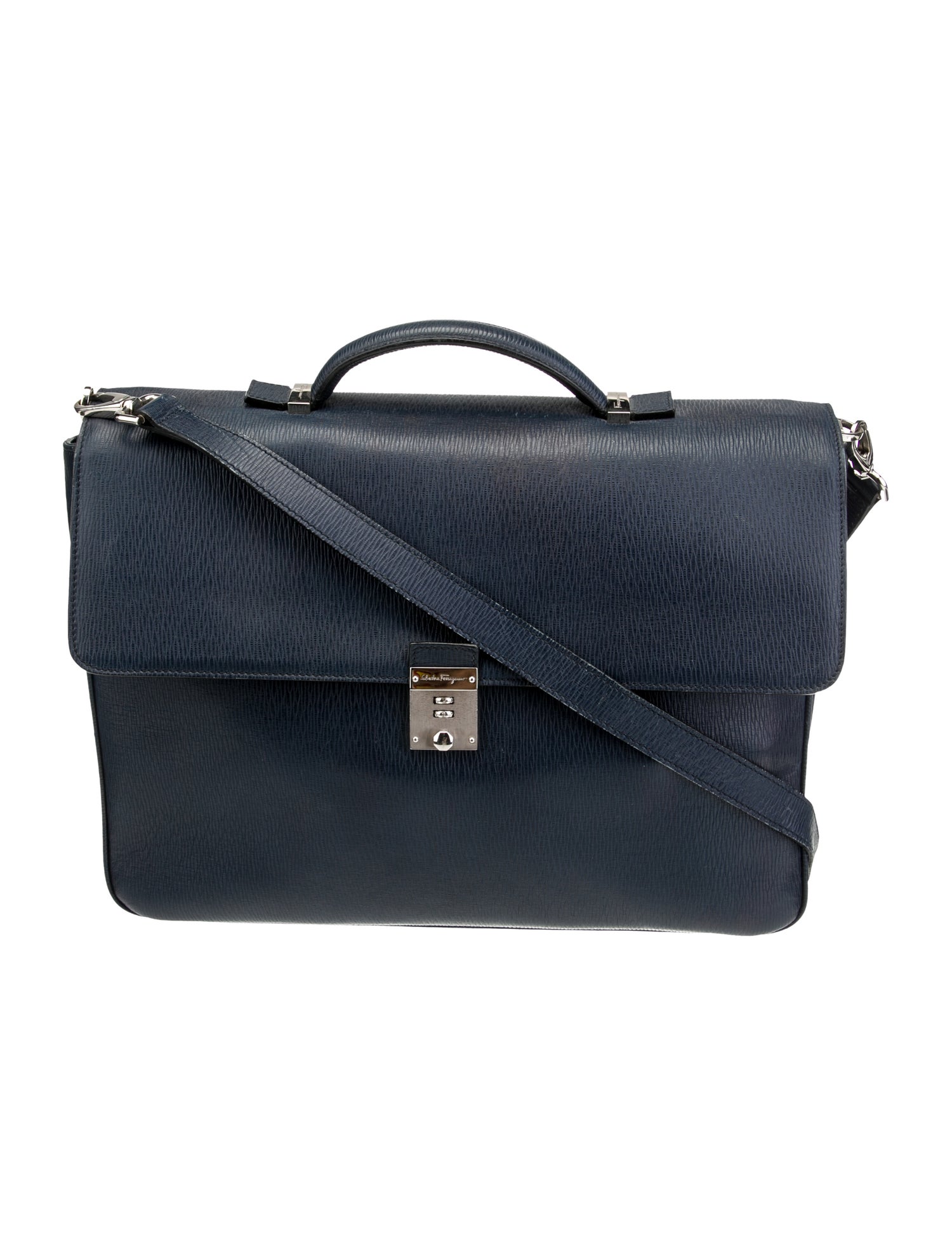 Salvatore Ferragamo Leather Briefcase - Blue Briefcases, Bags ...