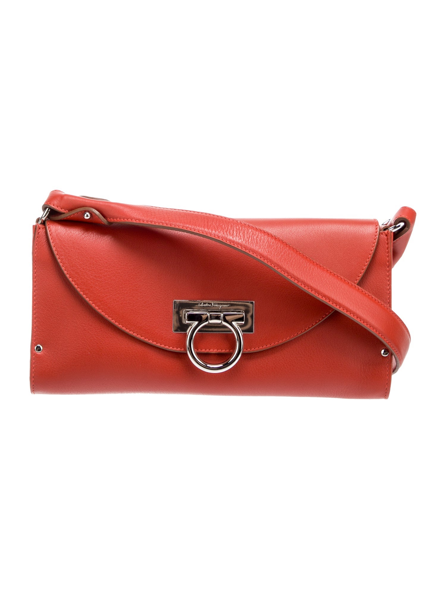 Salvatore Ferragamo Solid Leather Shoulder Bag - Orange Shoulder Bags ...