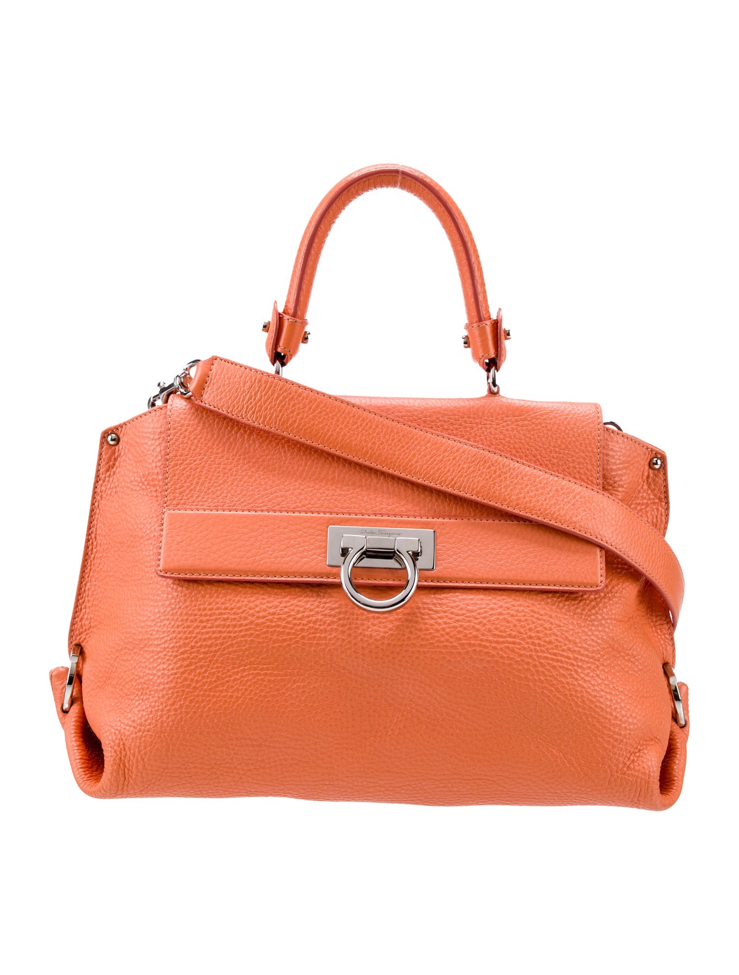 Salvatore Ferragamo Gancio Logo Top Handle Bag - Orange Handle Bags ...