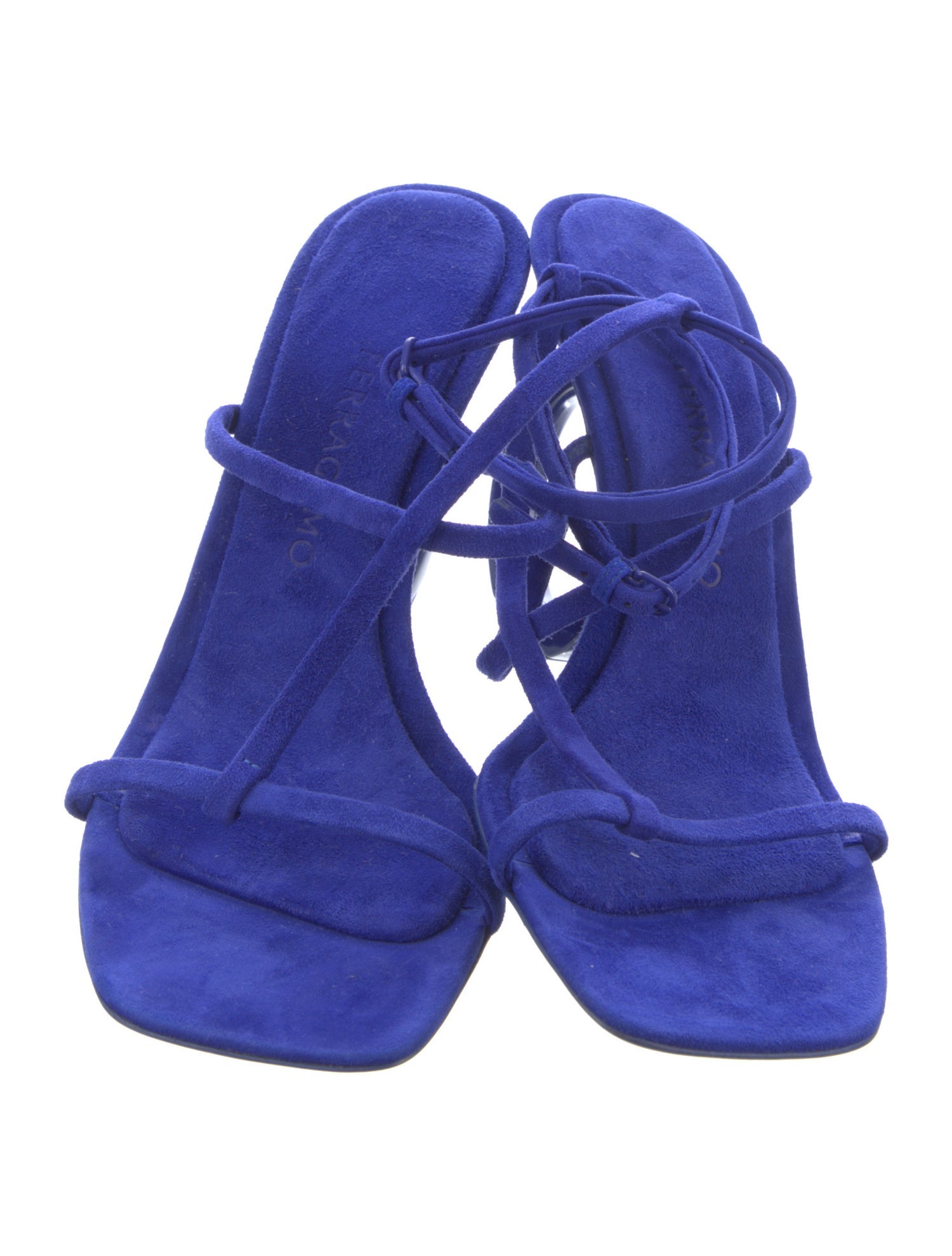 Salvatore Ferragamo Elina Suede T-Strap Sandals - Blue Sandals, Shoes ...