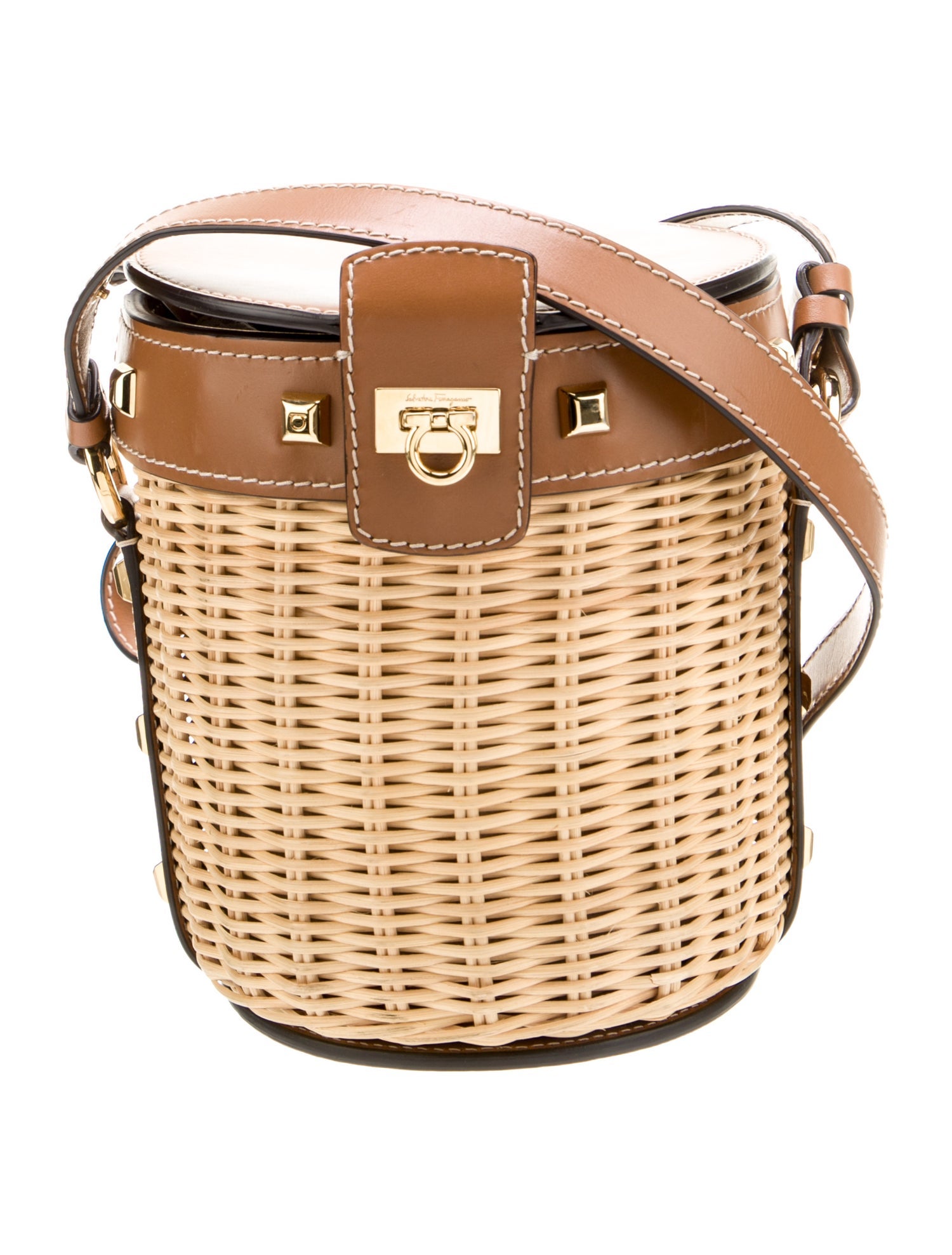 Salvatore Ferragamo Wicker Bucket Bag - Neutrals Crossbody Bags ...