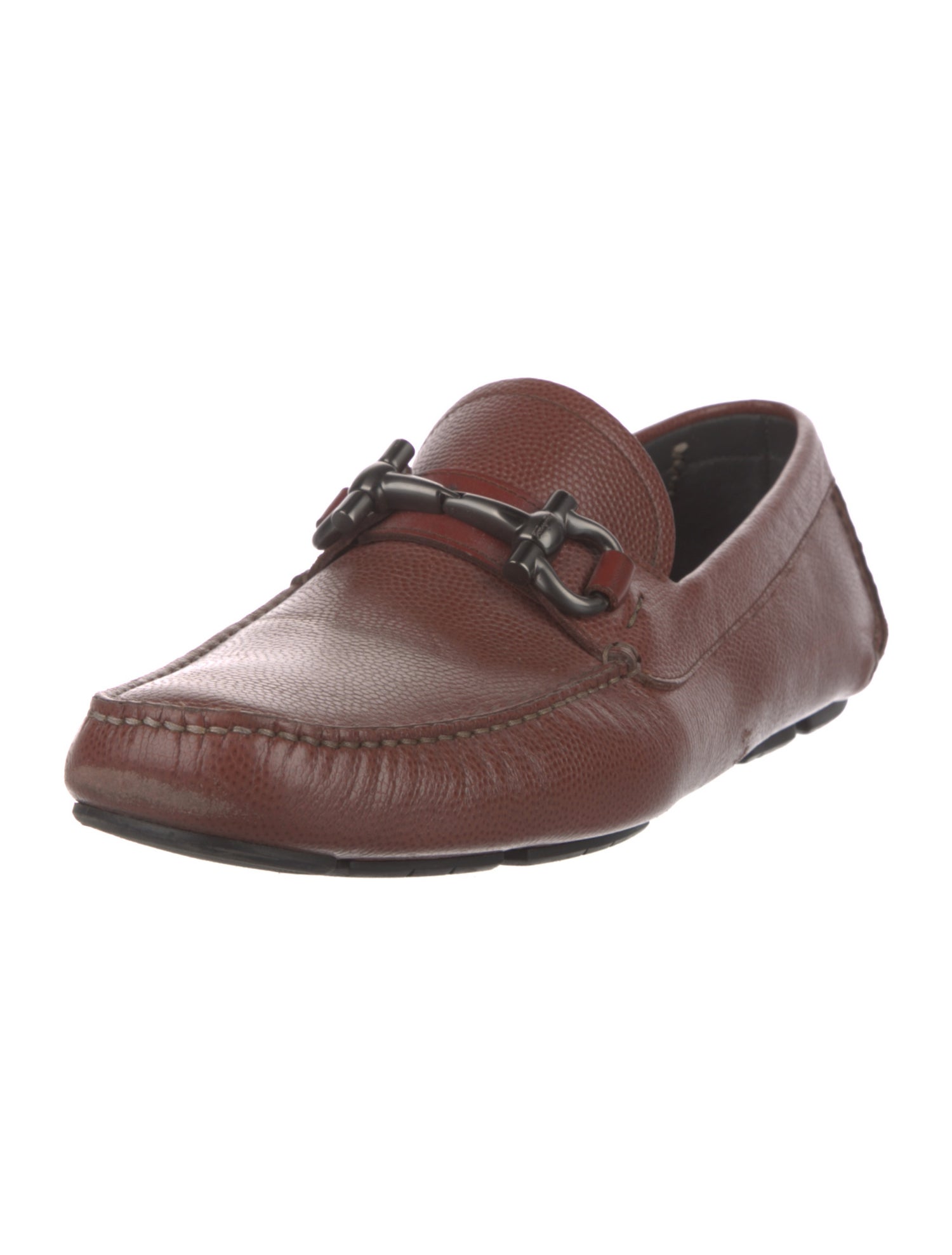 Salvatore Ferragamo Horsebit Accent Leather Drivers - Brown Loafers ...