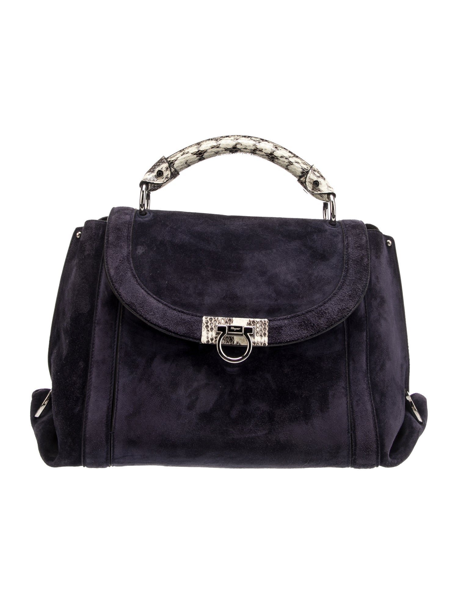 Salvatore Ferragamo Suede Top Handle Bag - Blue Handle Bags, Handbags ...