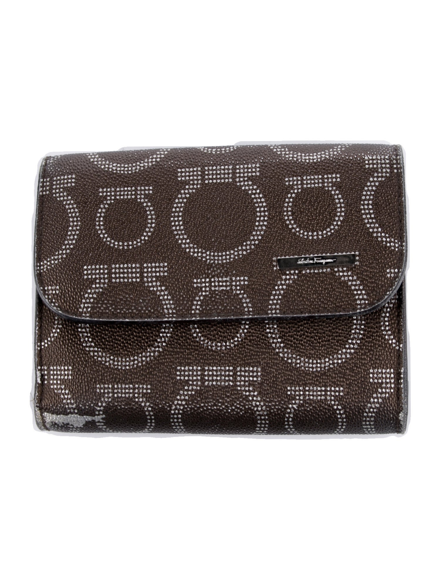 Salvatore Ferragamo Leather Printed Compact Wallet - Brown Wallets ...