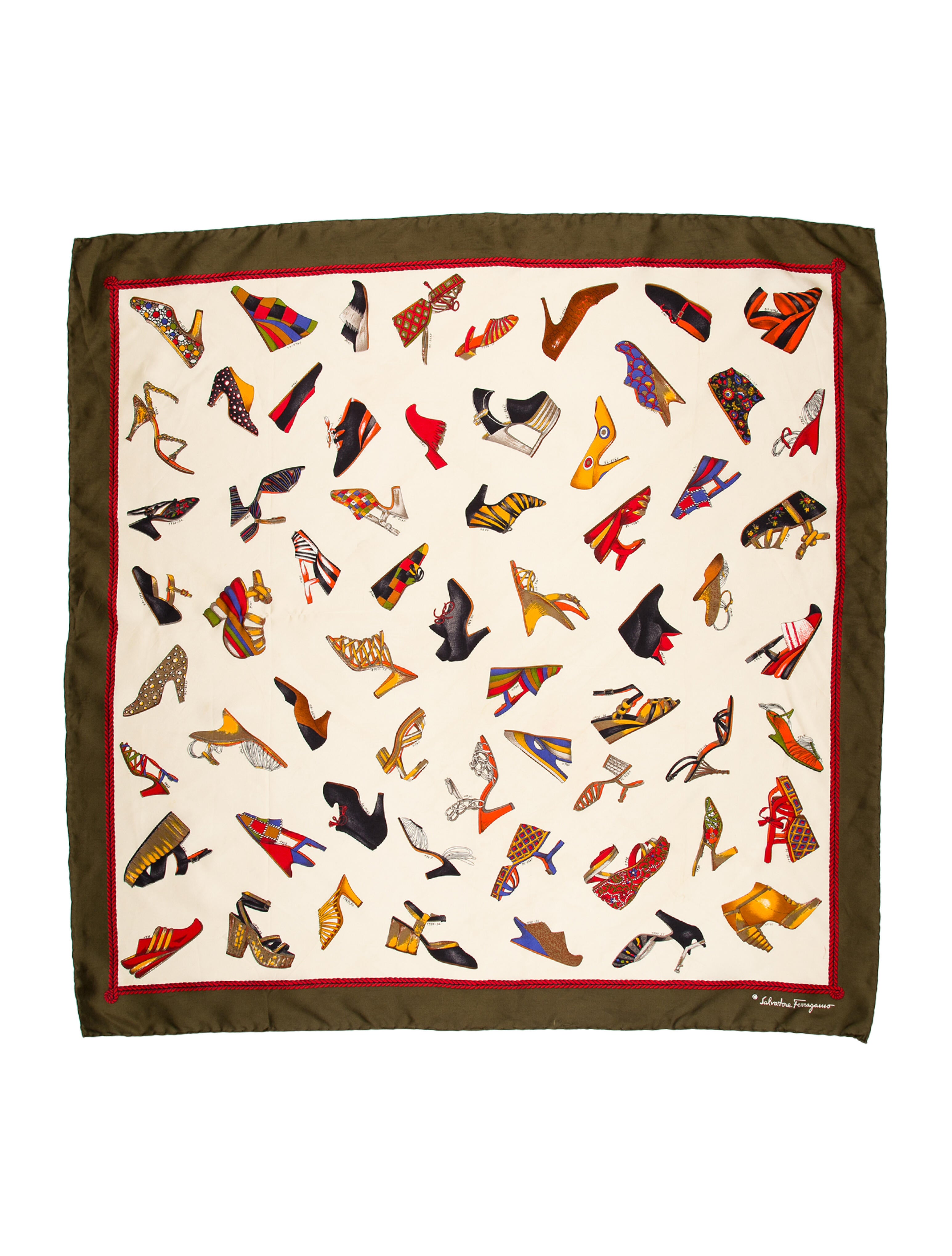 Salvatore Ferragamo Silk Printed Scarf - Green Scarves and Shawls ...