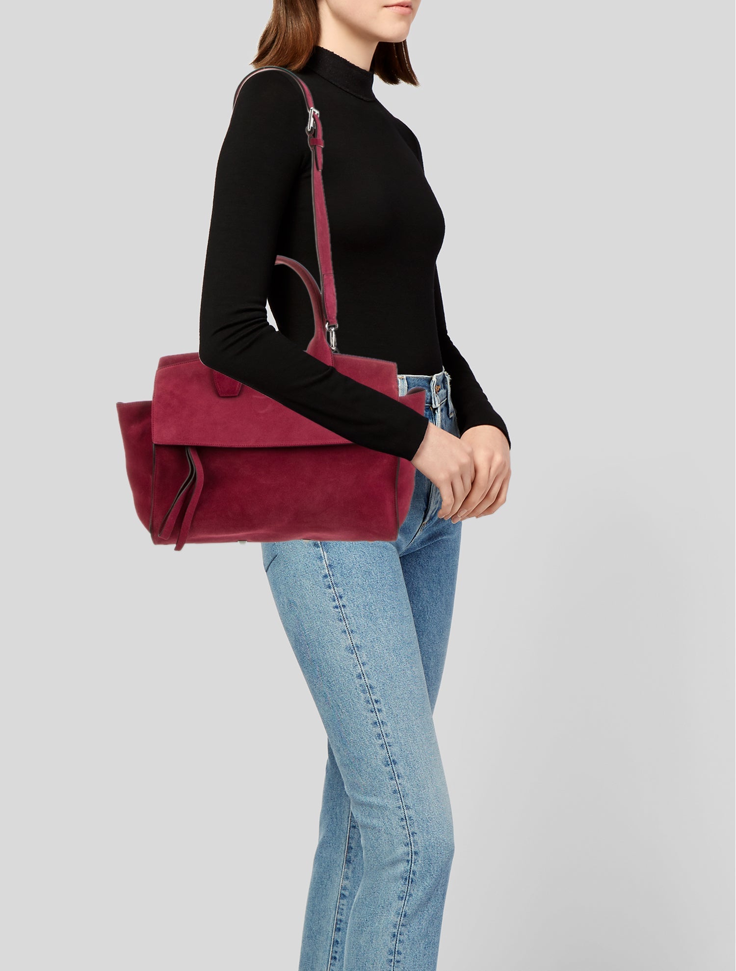 Salvatore Ferragamo Suede Top Handle Bag - Grey Handle Bags, Handbags ...