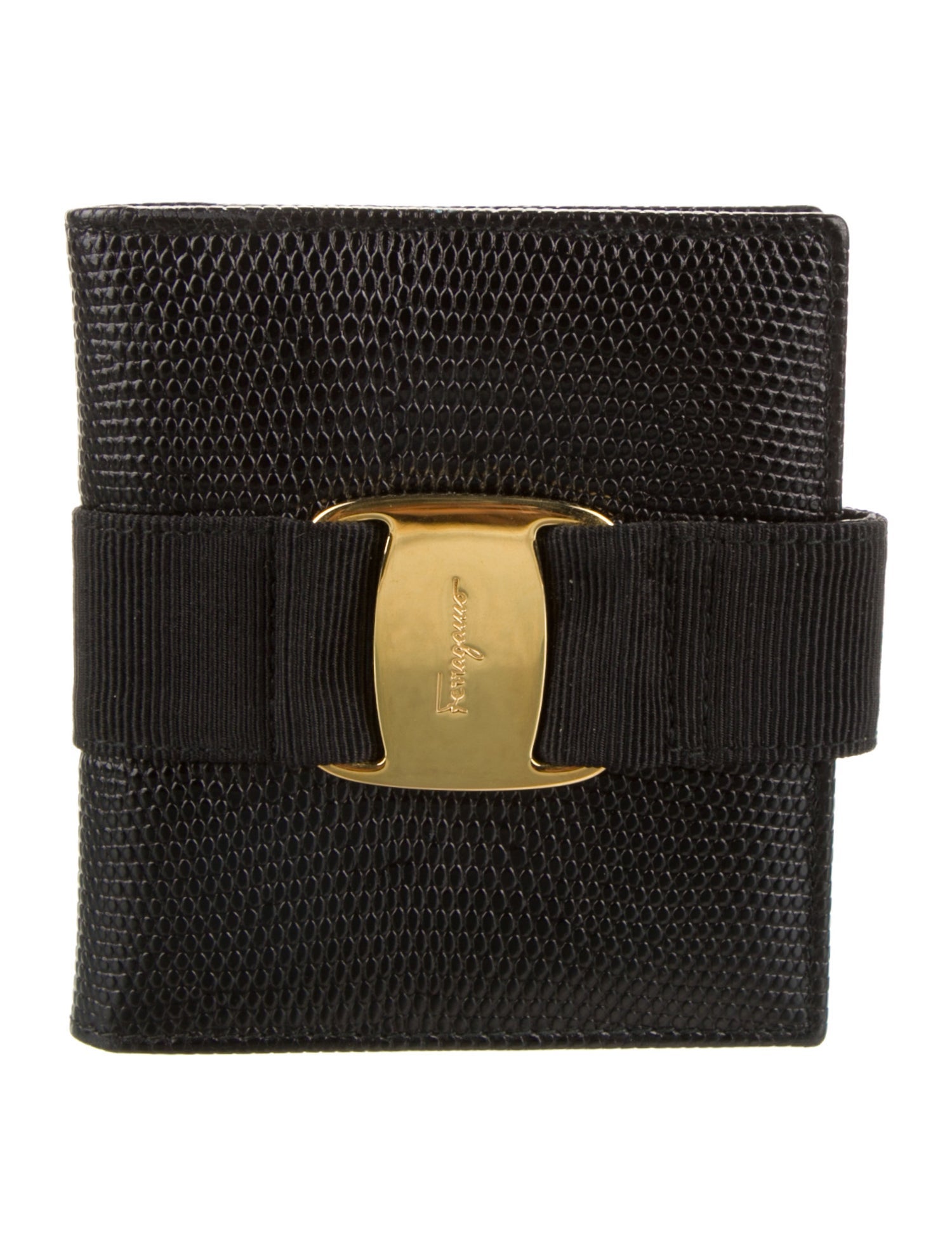 Salvatore Ferragamo 1142932 Vara Bow Accent Compact Wallet - Black ...