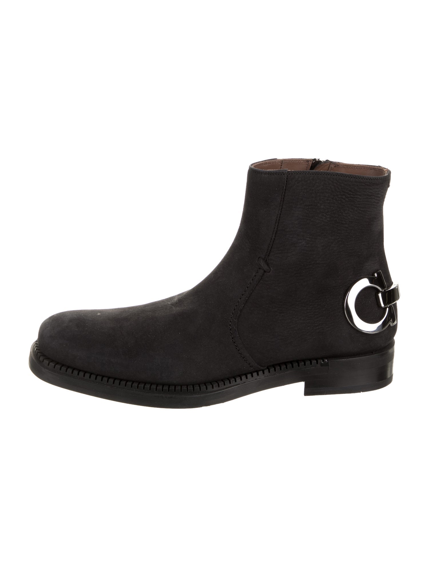 Salvatore Ferragamo Suede Leather Trim Embellishment Boots - Black ...