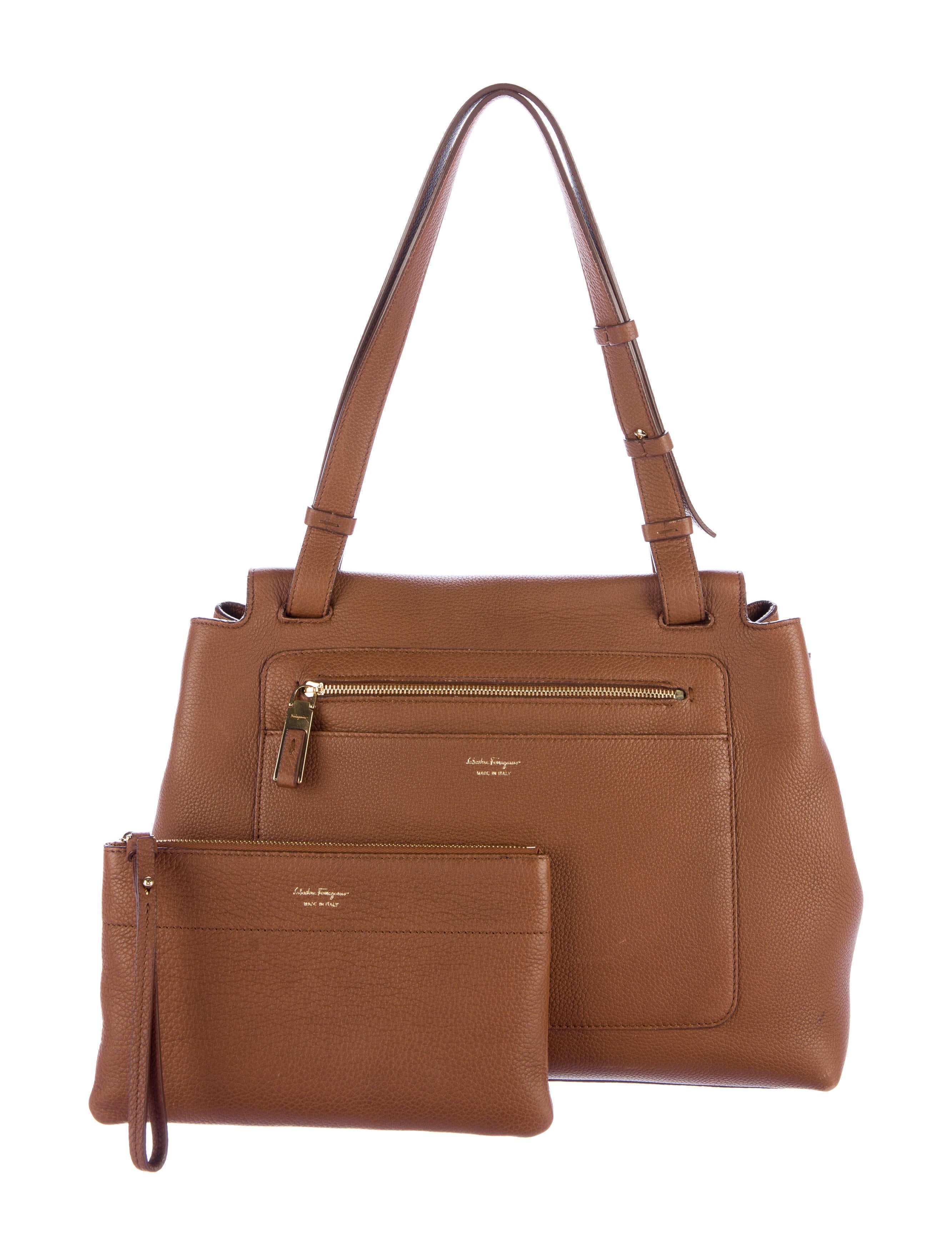 Salvatore Ferragamo Pebbled Leather Ginger Bag - Handbags - SAL48963 ...