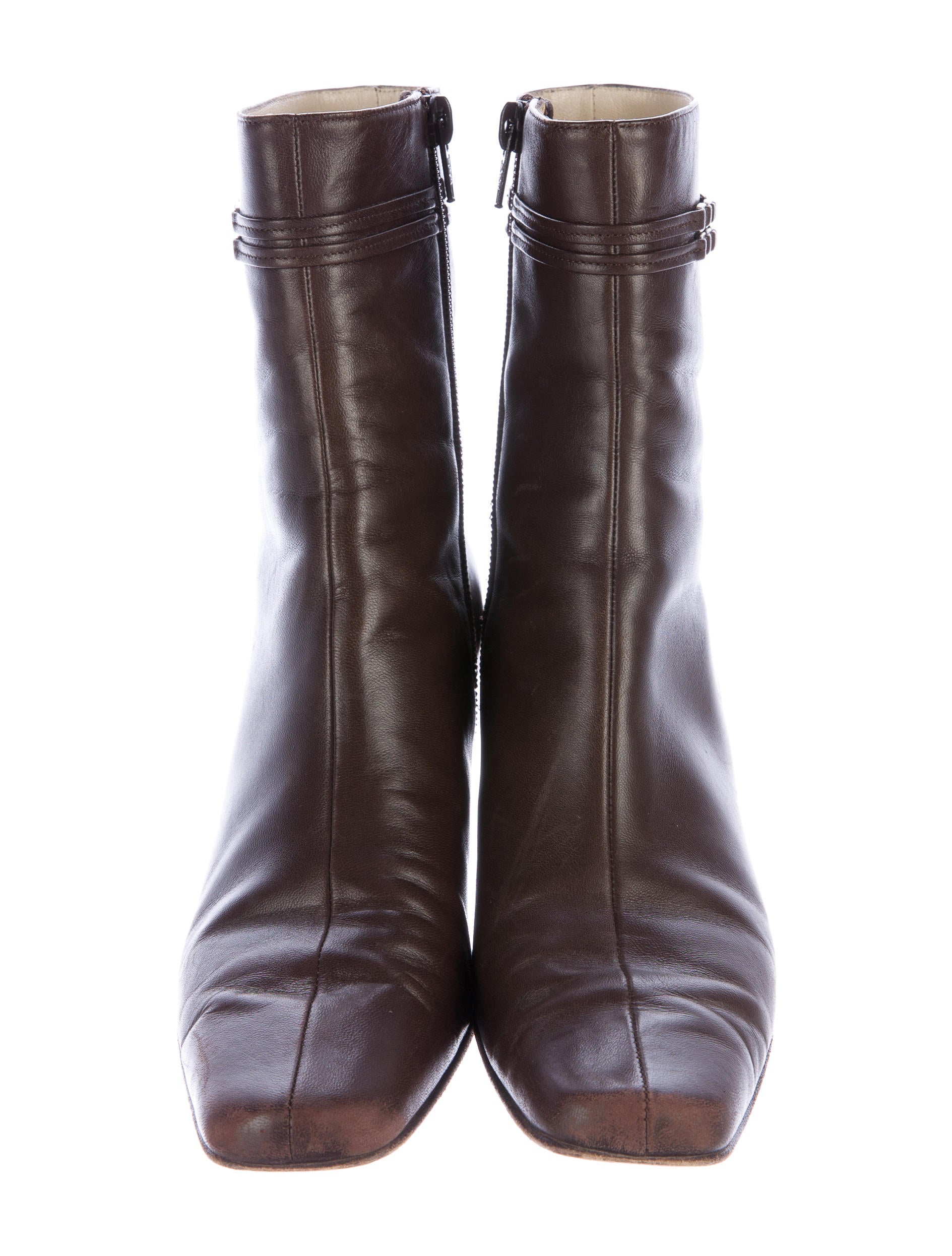 Salvatore Ferragamo Square-Toe Leather Ankle Boots - Shoes - SAL49249 ...