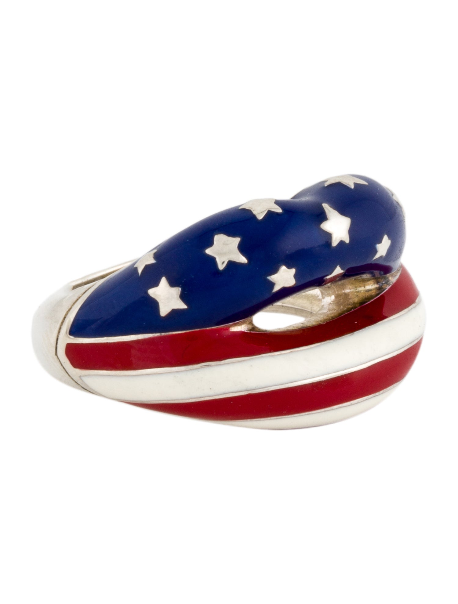 Solange Azagury-Partridge Enamel Stars and Stripes Flag Hotlips Band ...