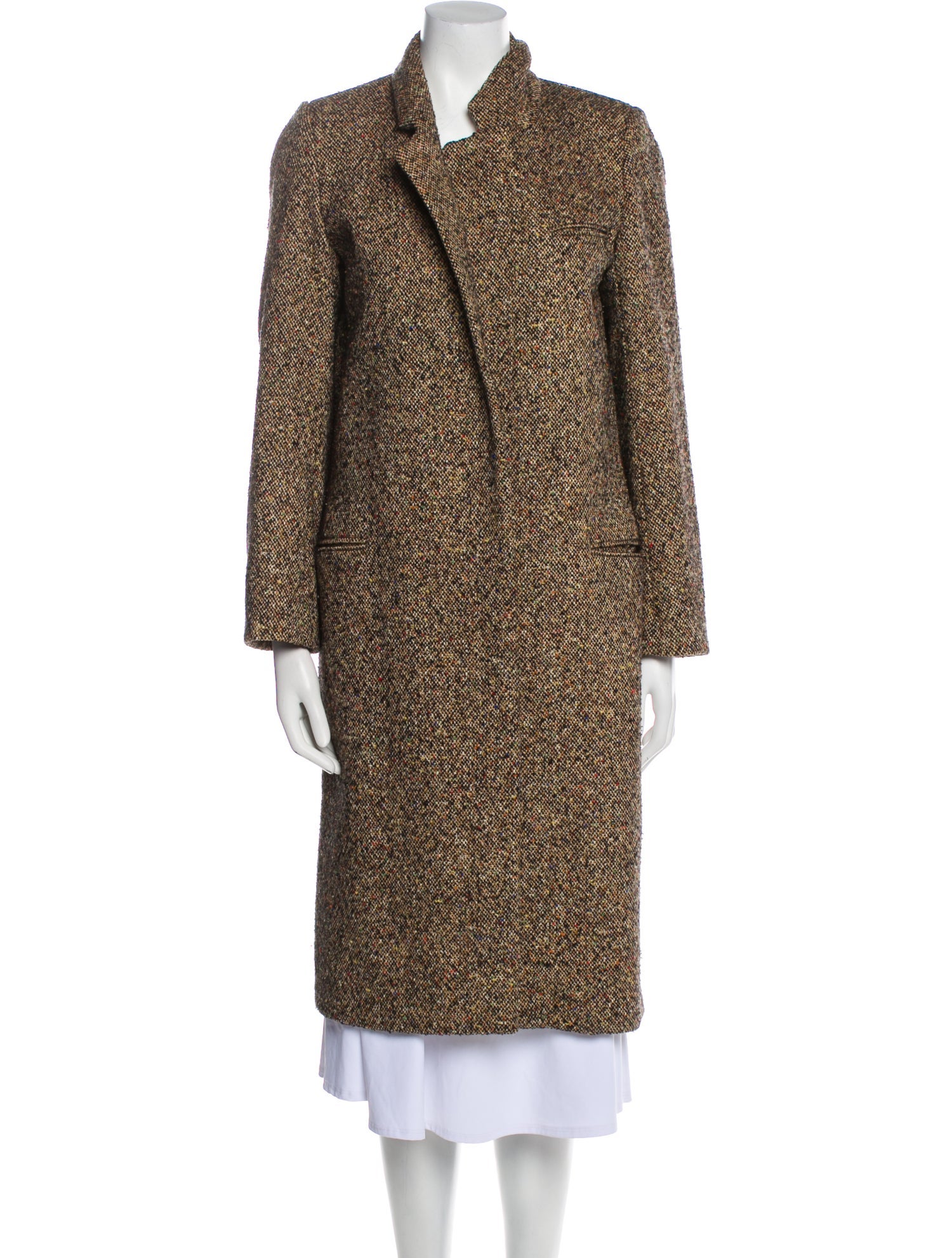 Scanlan Theodore Tweed Pattern Faux Fur Coat w/ Tags - Brown Coats ...
