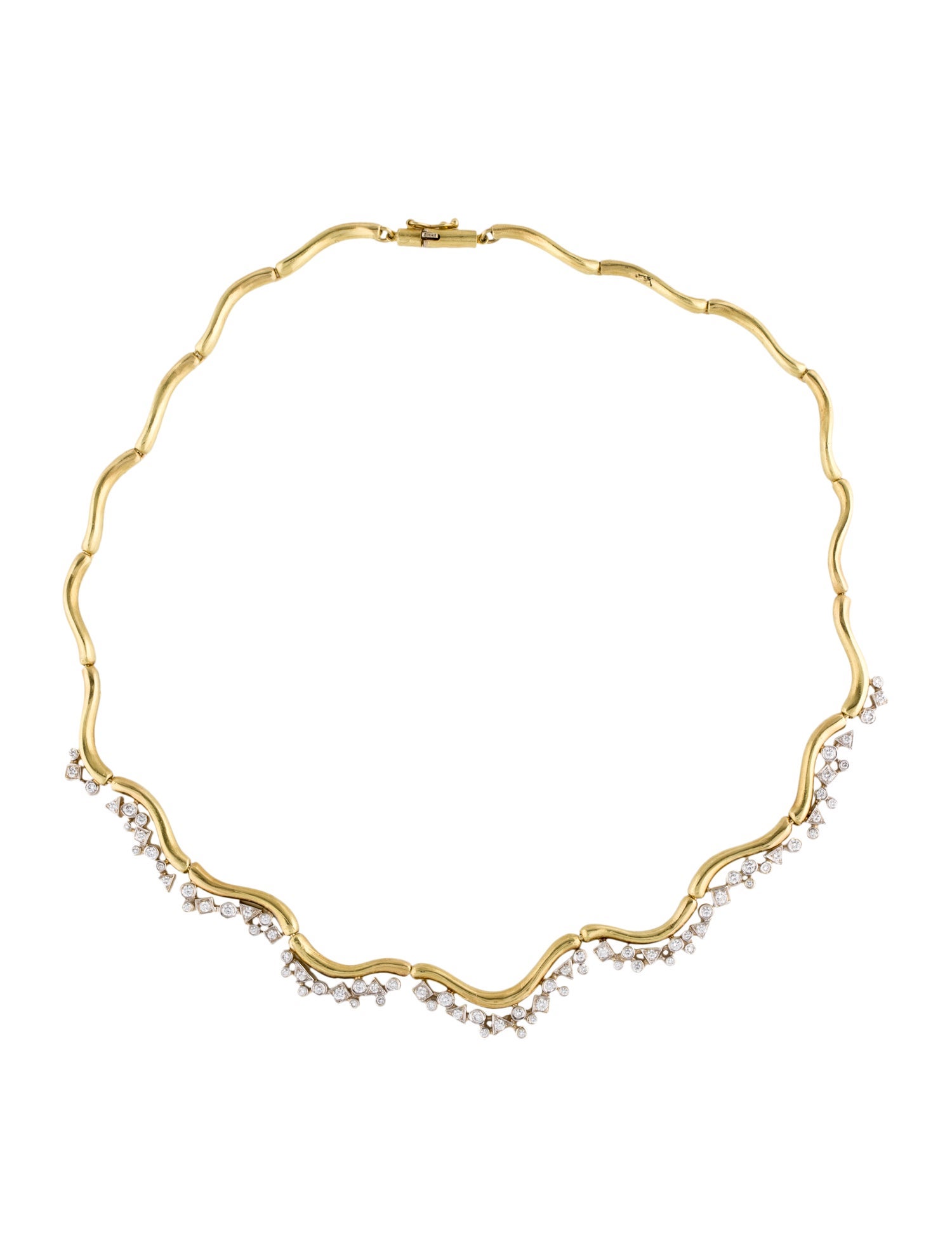 Necklace 14K Diamond Graduated Heart Collar Necklace - 14K White Gold ...