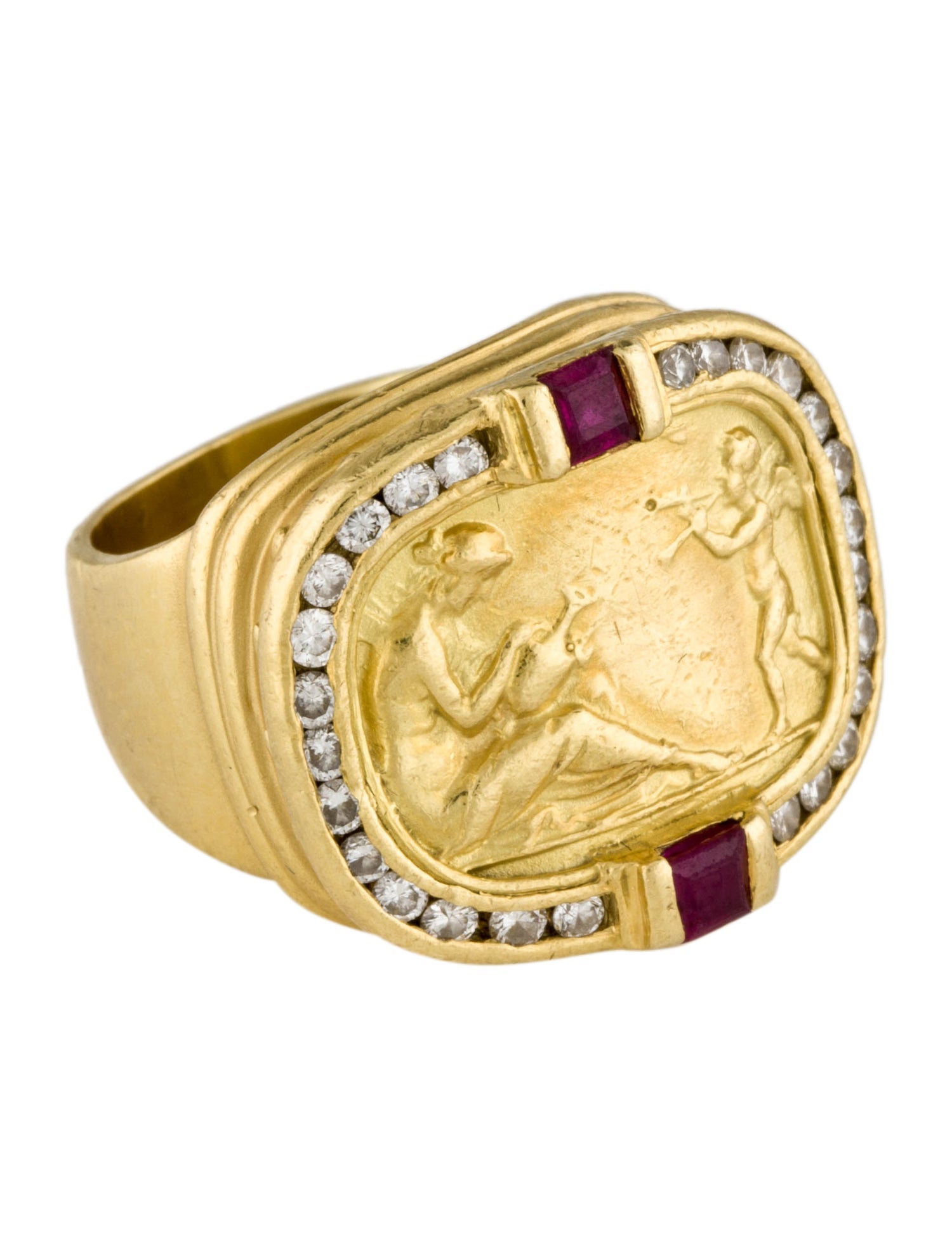 Seidengang 18K Ruby & Diamond Signet Ring - 18K Yellow Gold Band, Rings ...