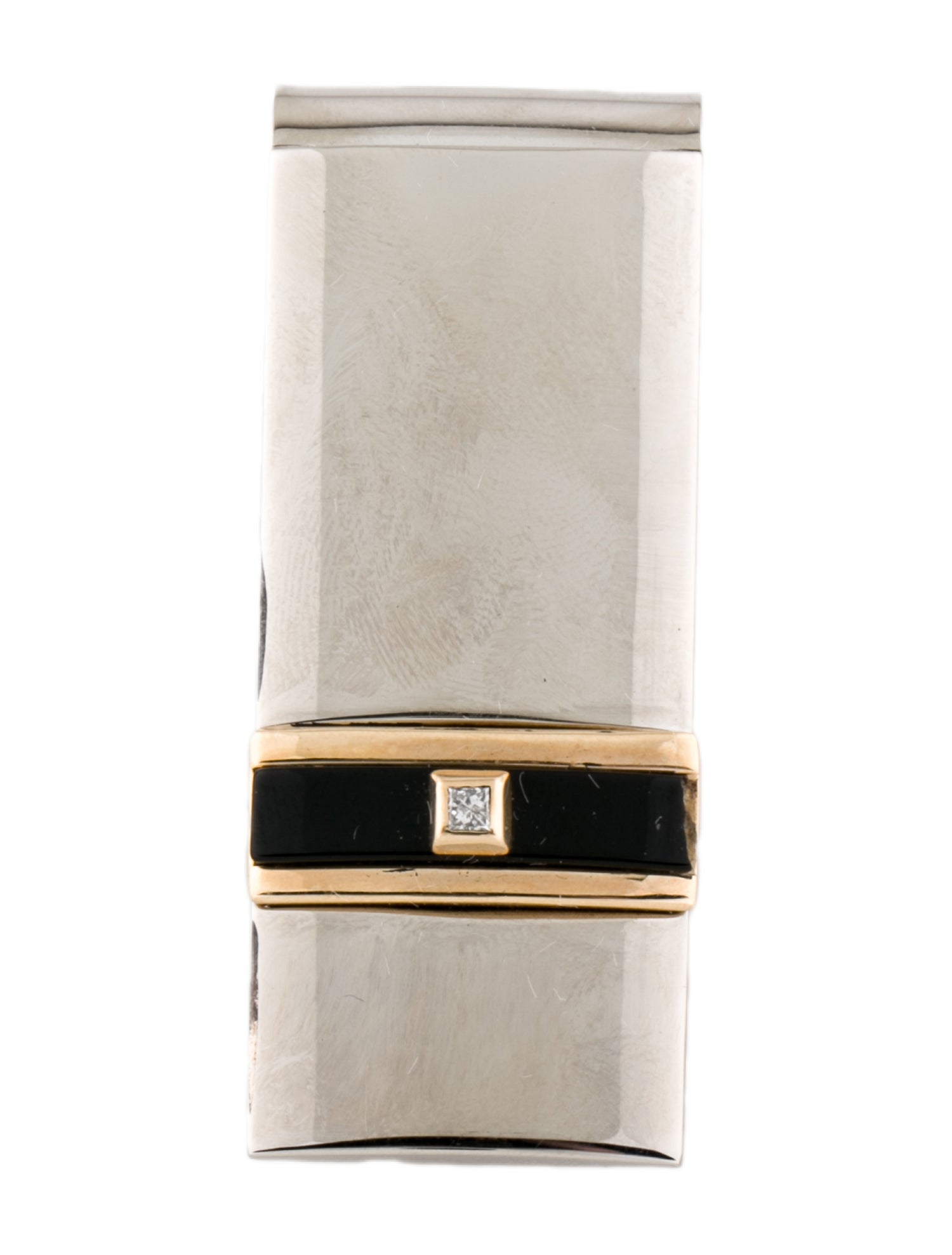 S.T. Dupont Two-Tone Onyx & Diamond Money Clip - Silver, 14K Yellow ...