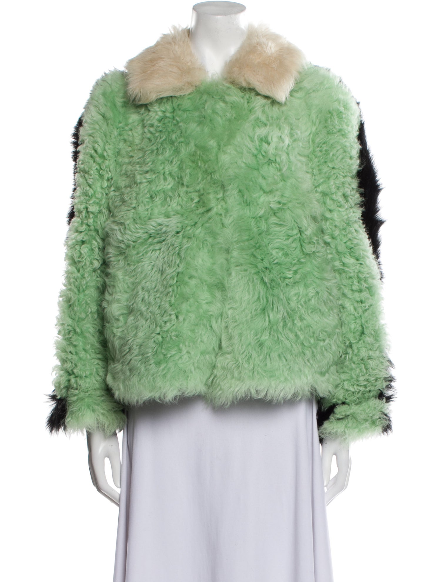 Sandy Liang Shearling Fur Jacket - Green Jackets, Clothing - SDY23375 ...