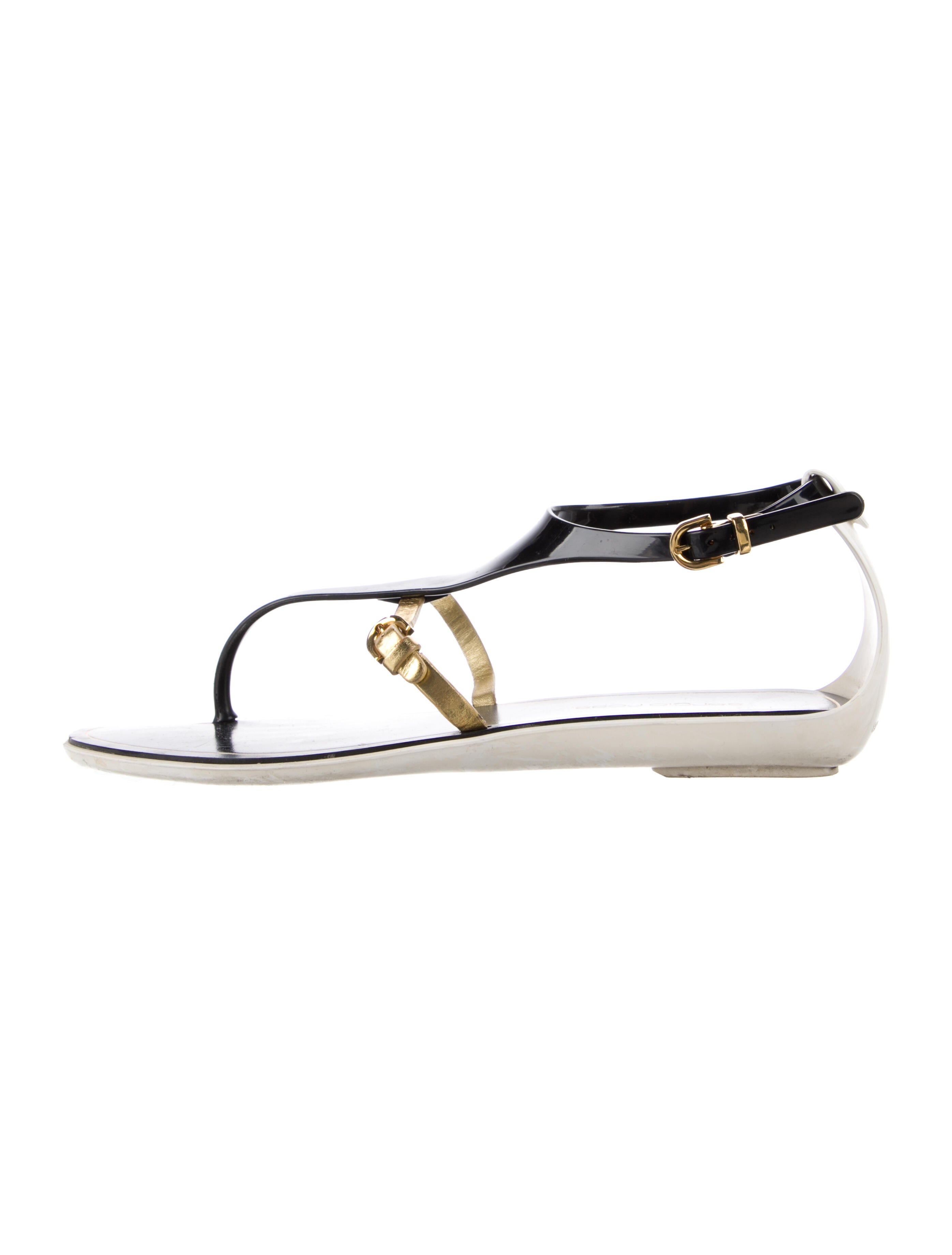 Sergio Rossi Rubber T-Strap Sandals - White Sandals, Shoes - SER56114 ...
