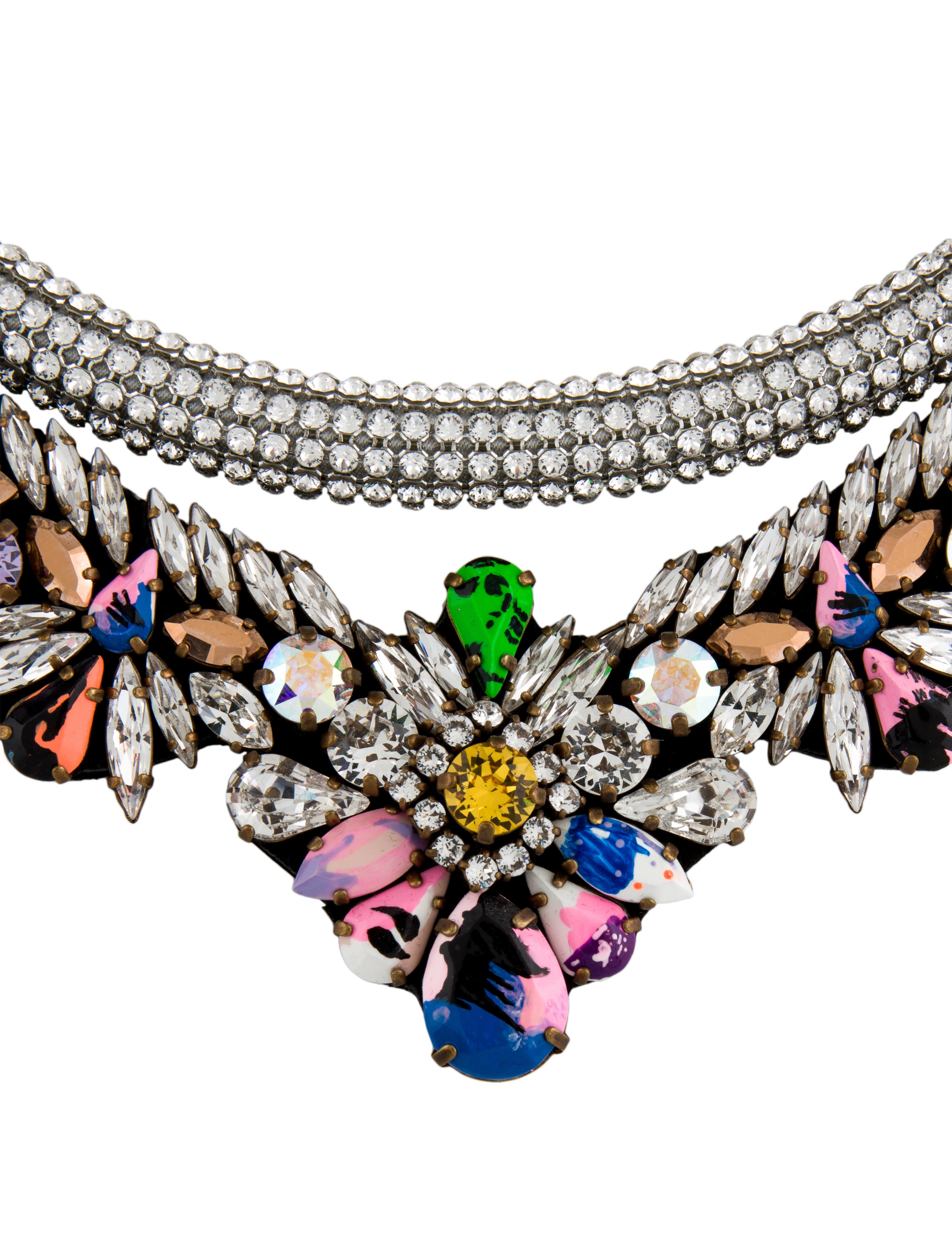 Saint Laurent Leather Chain Link Collar Necklace - Black, Silver-Tone ...