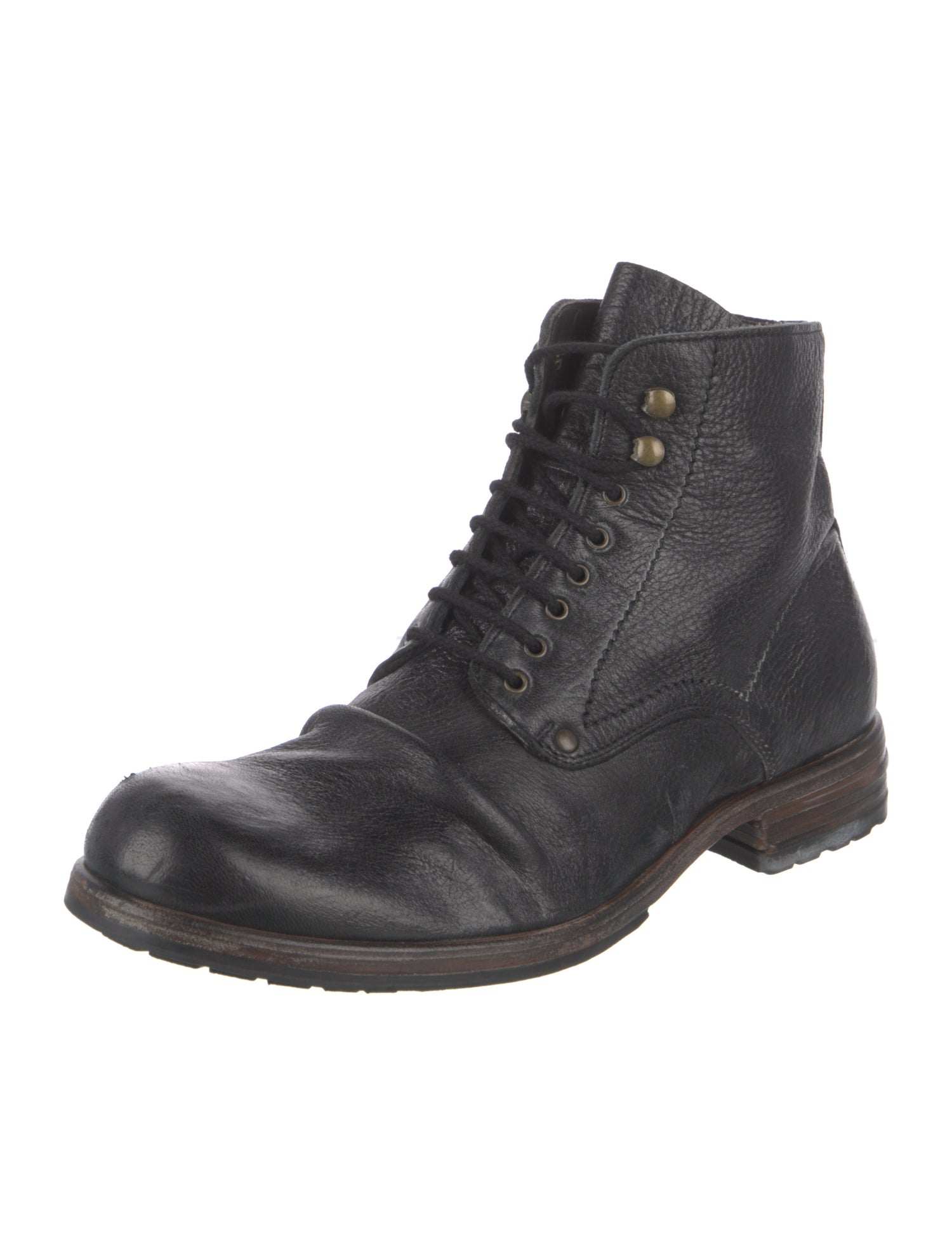 Shoto Leather Lace-Up Boots - Black Boots, Shoes - SHT20138 | The RealReal