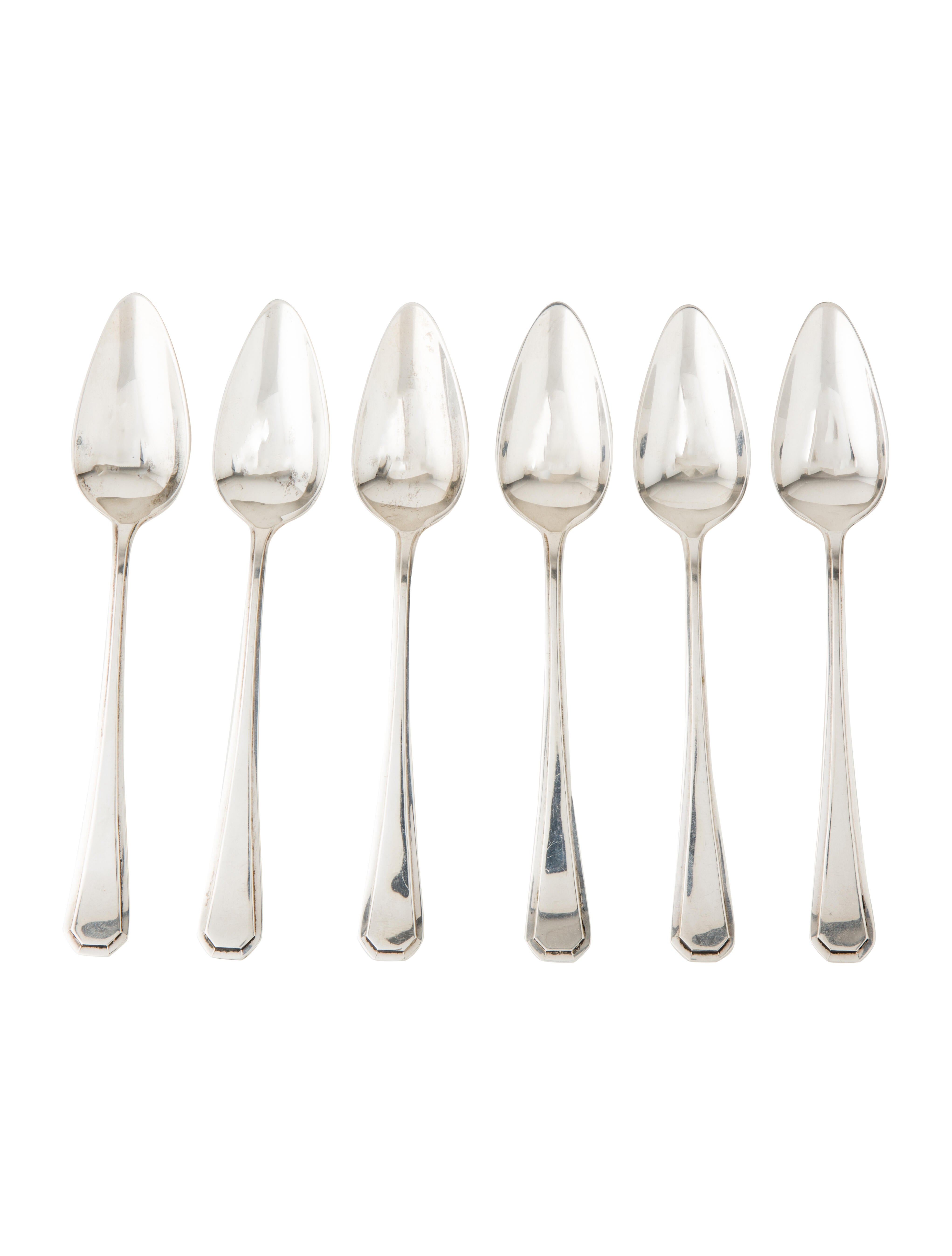 Sterling Silver Set of 6 Vintage Joseph Elliot & Sons Sterling Dessert ...