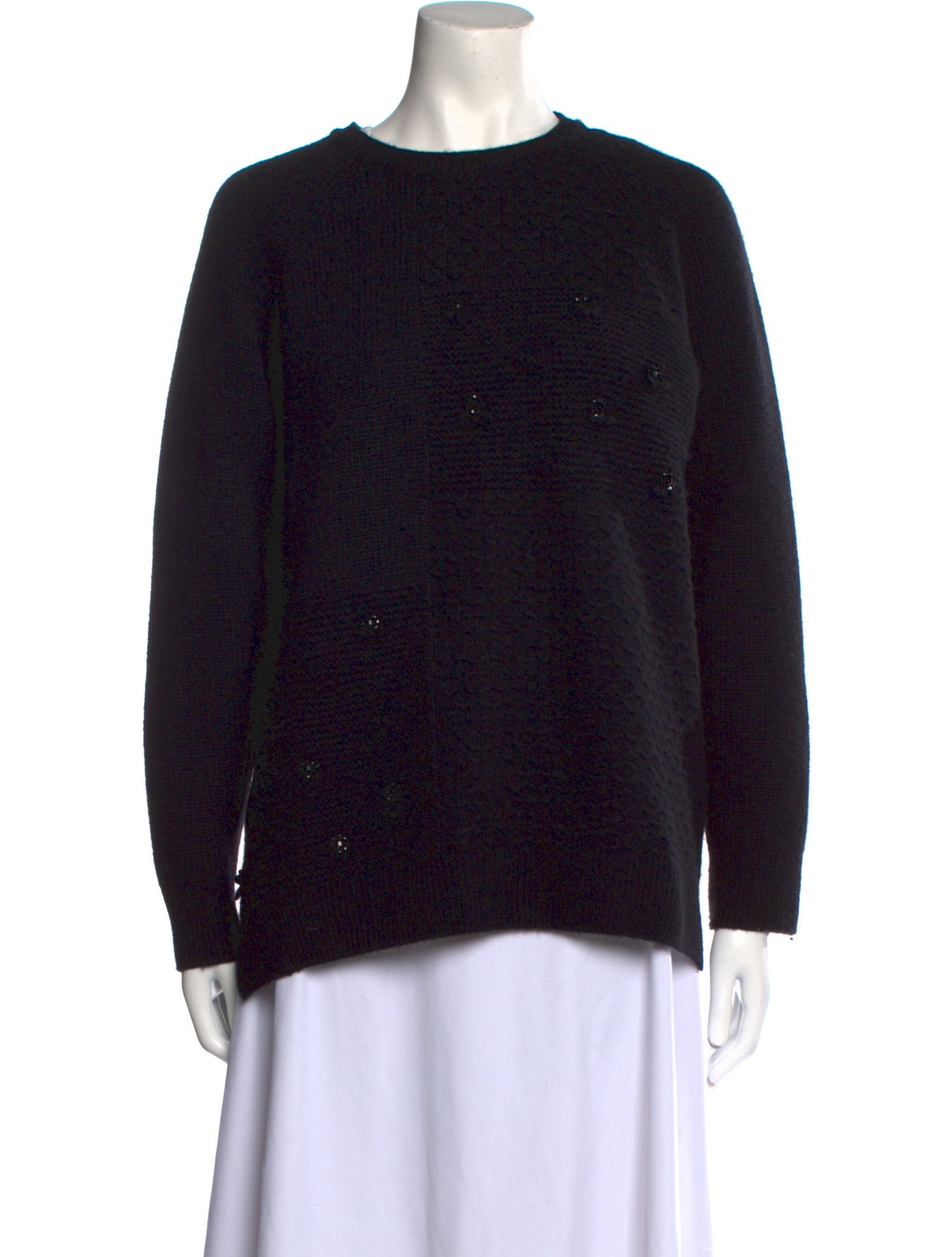 Simone Rocha Merino Wool Crew Neck Sweater - Black Knitwear, Clothing ...