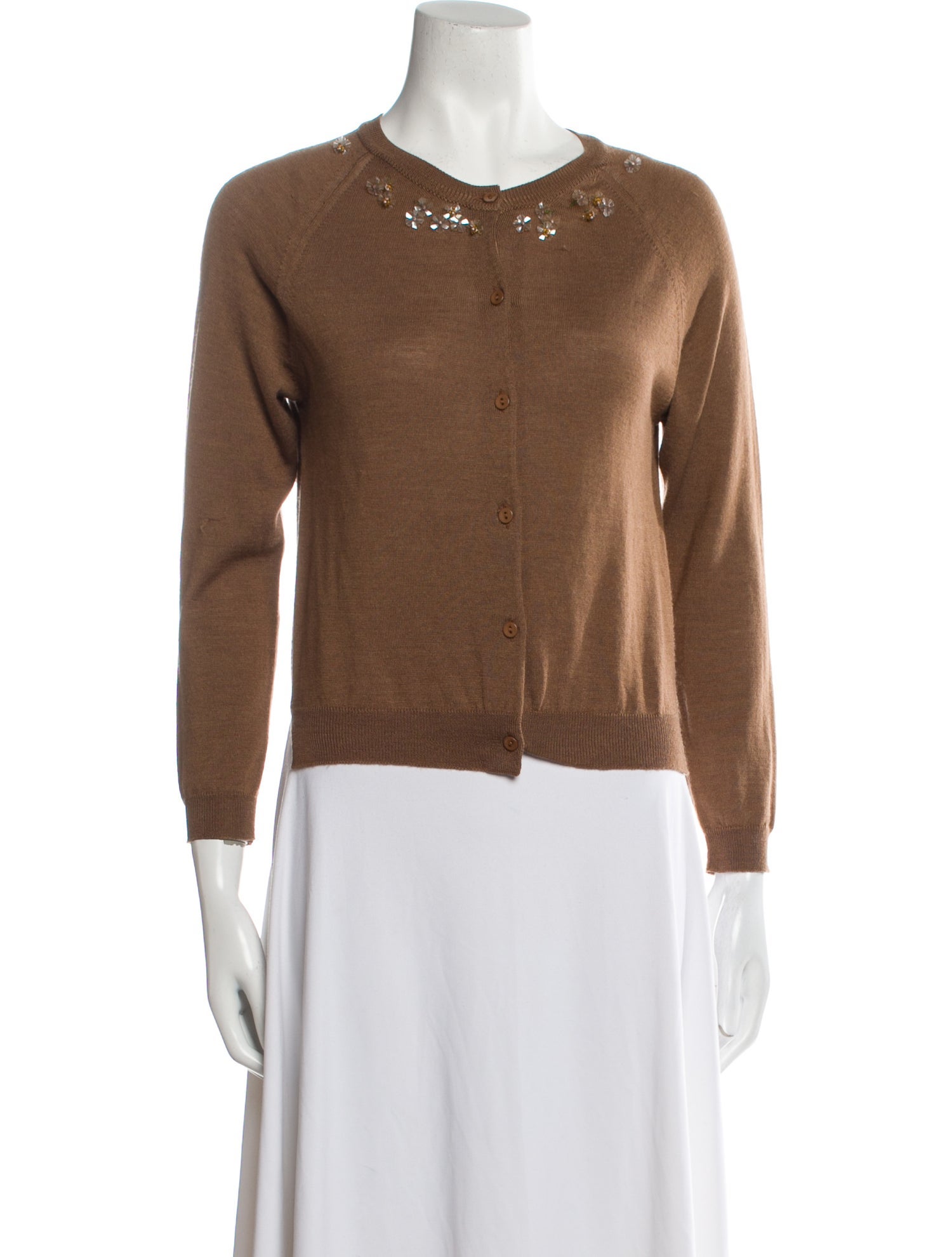 Simone Rocha Merino Wool Crew Neck Sweater - Brown Knitwear, Clothing ...