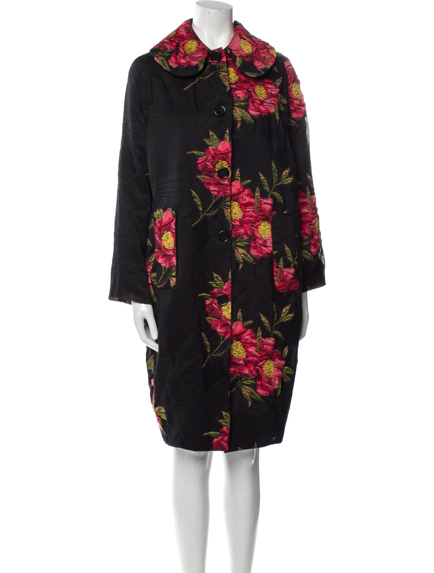 Simone Rocha Floral Print Knee-Length Dress - Black Dresses, Clothing ...