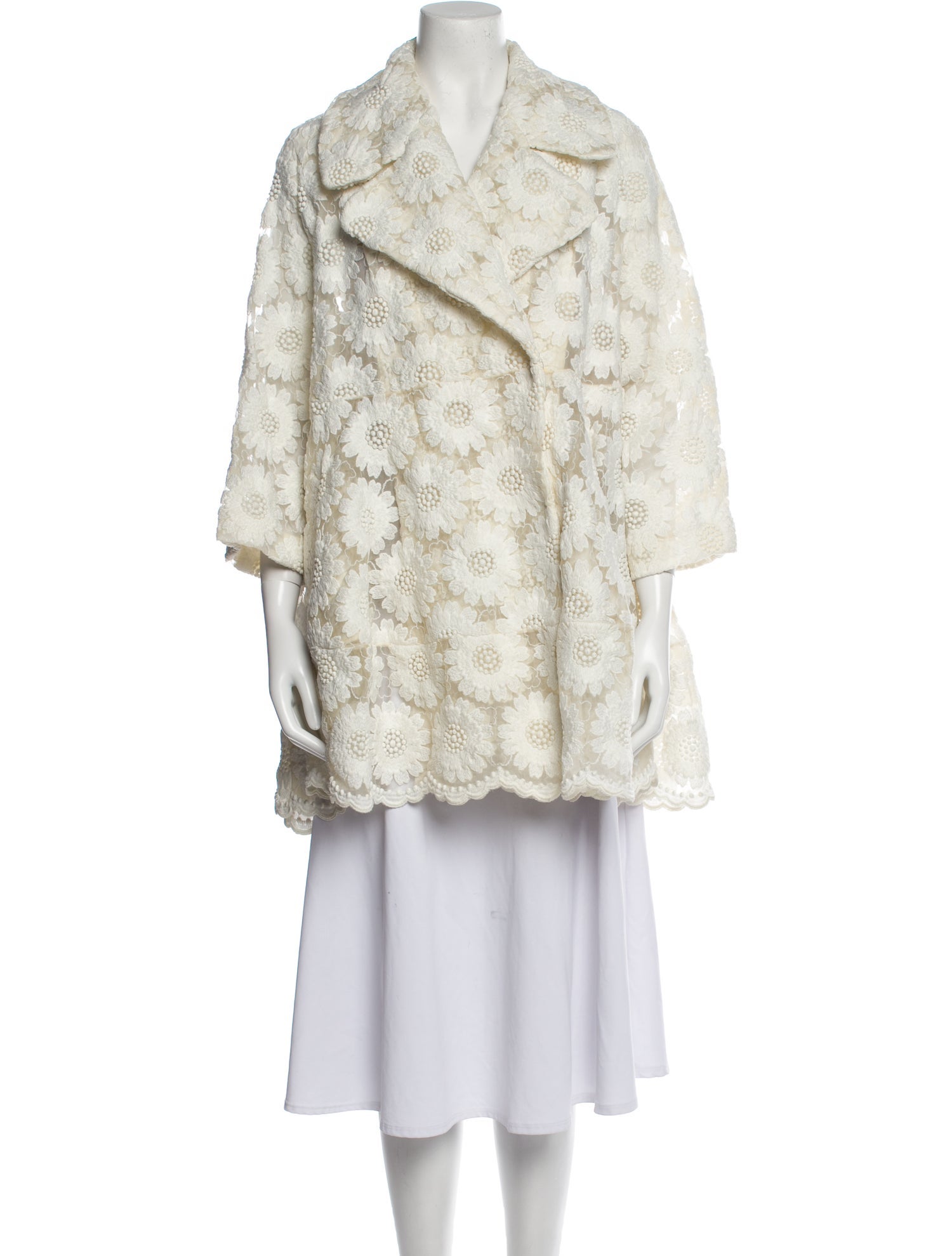 Simone Rocha Floral Print Faux Fur Coat - Neutrals Coats, Clothing ...