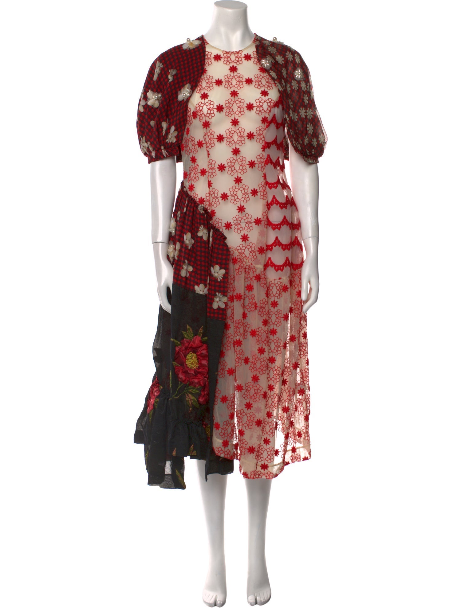 Simone Rocha Floral Print Midi Length Dress - Black Dresses, Clothing ...