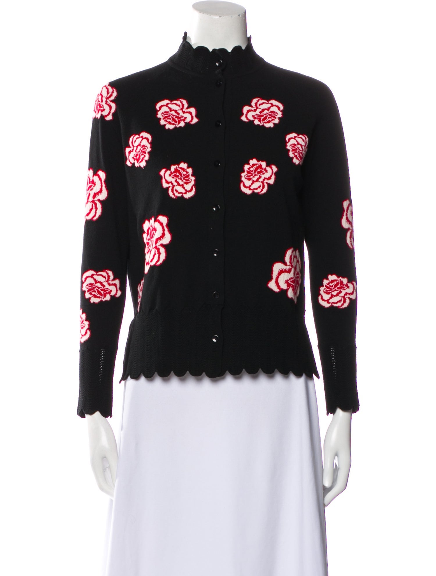 Simone Rocha Floral Print Mock Neck Sweater - Black Knitwear, Clothing ...
