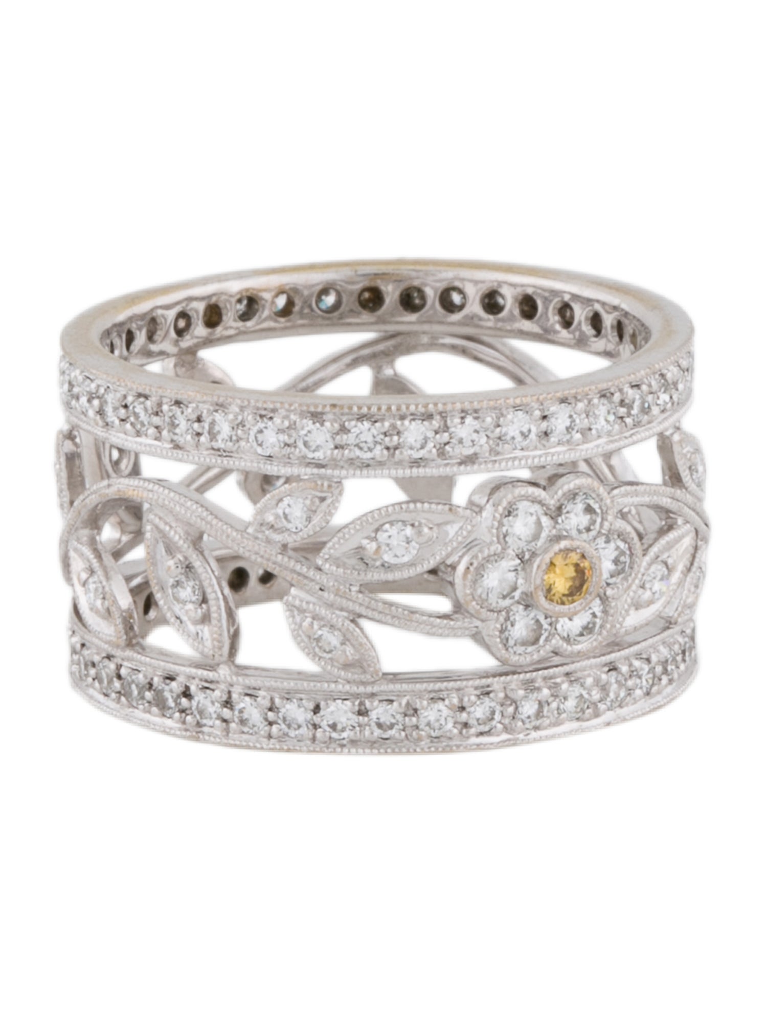 Simon G. 18K Diamond Wide Flower Band Ring - Band, Rings - SIMOG20347 ...