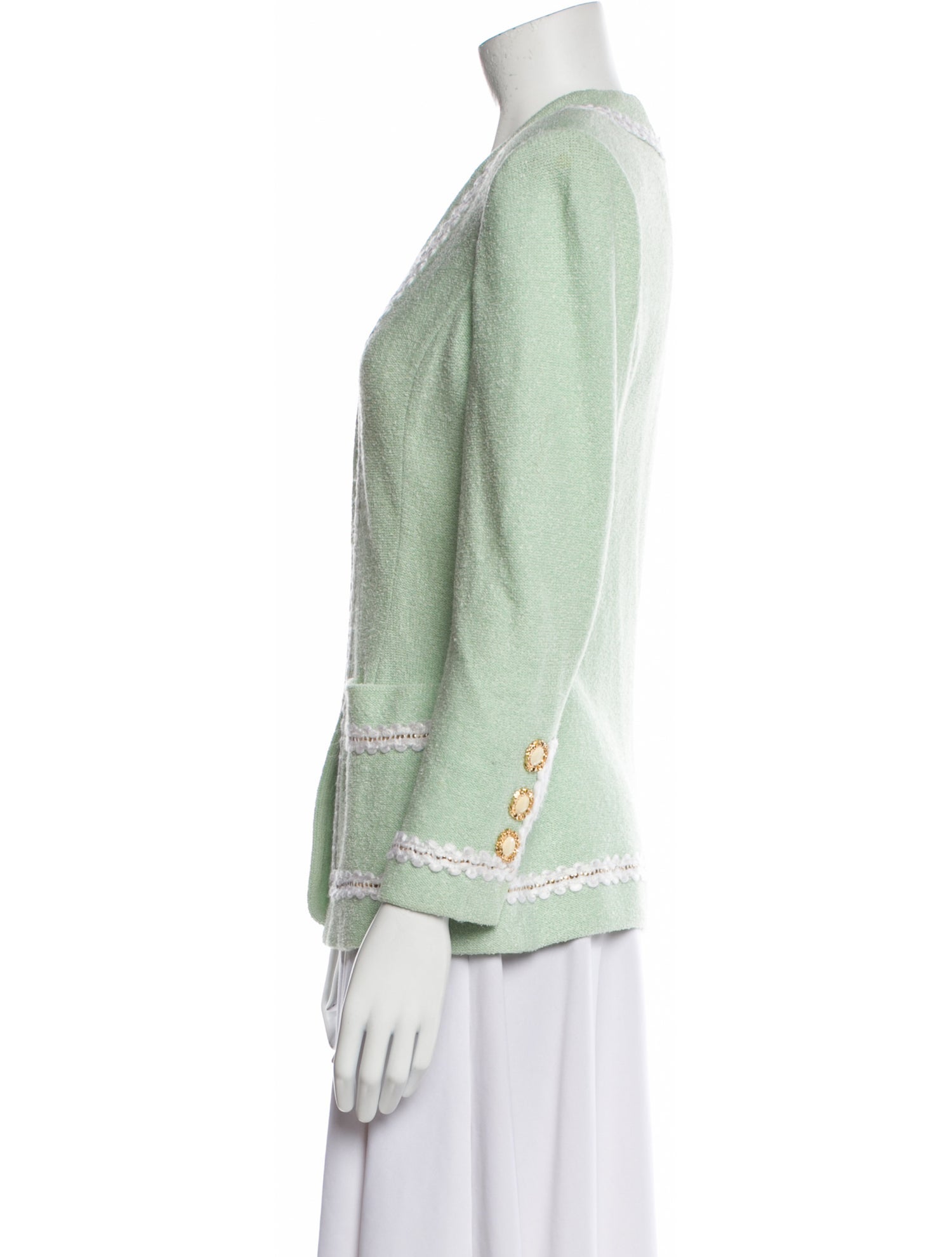 St. John Collection V-Neck Sweater - Green Knitwear, Clothing ...