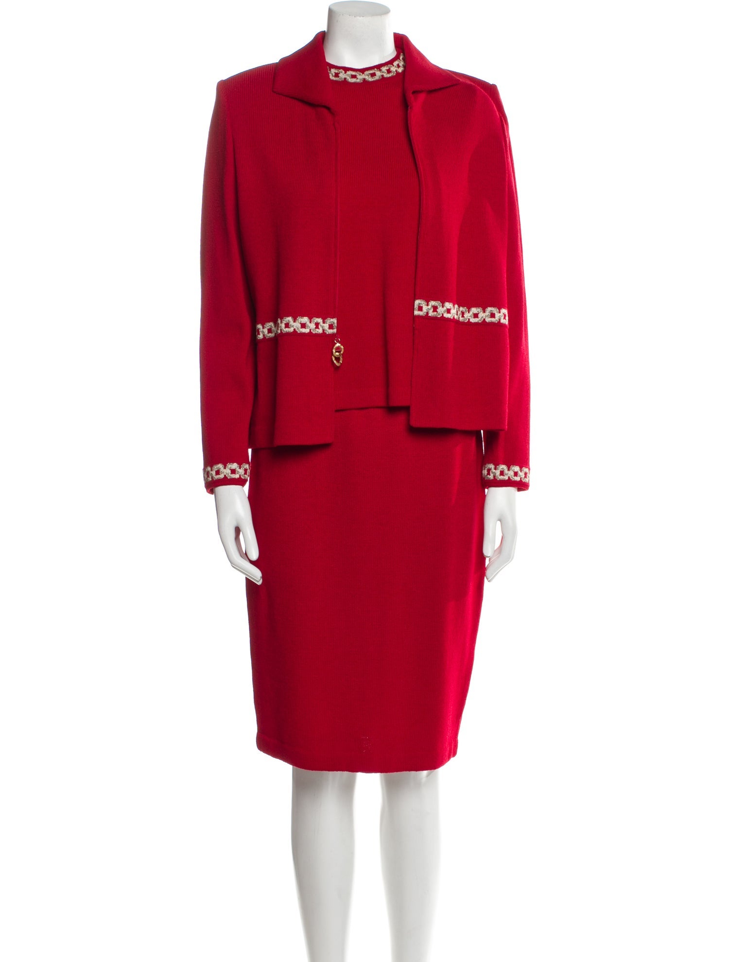 St. John Collection Glitter Accents Skirt Suit - Red Suits and Sets ...
