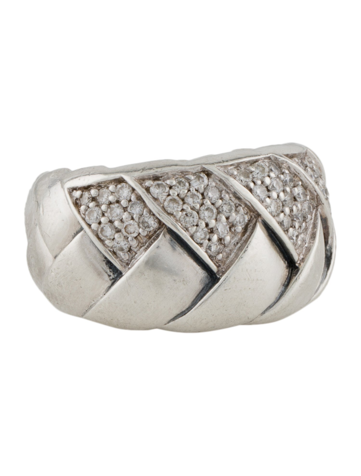 Scott Kay Diamond Braided Ring - Sterling Silver Band, Rings - SKY20672 ...