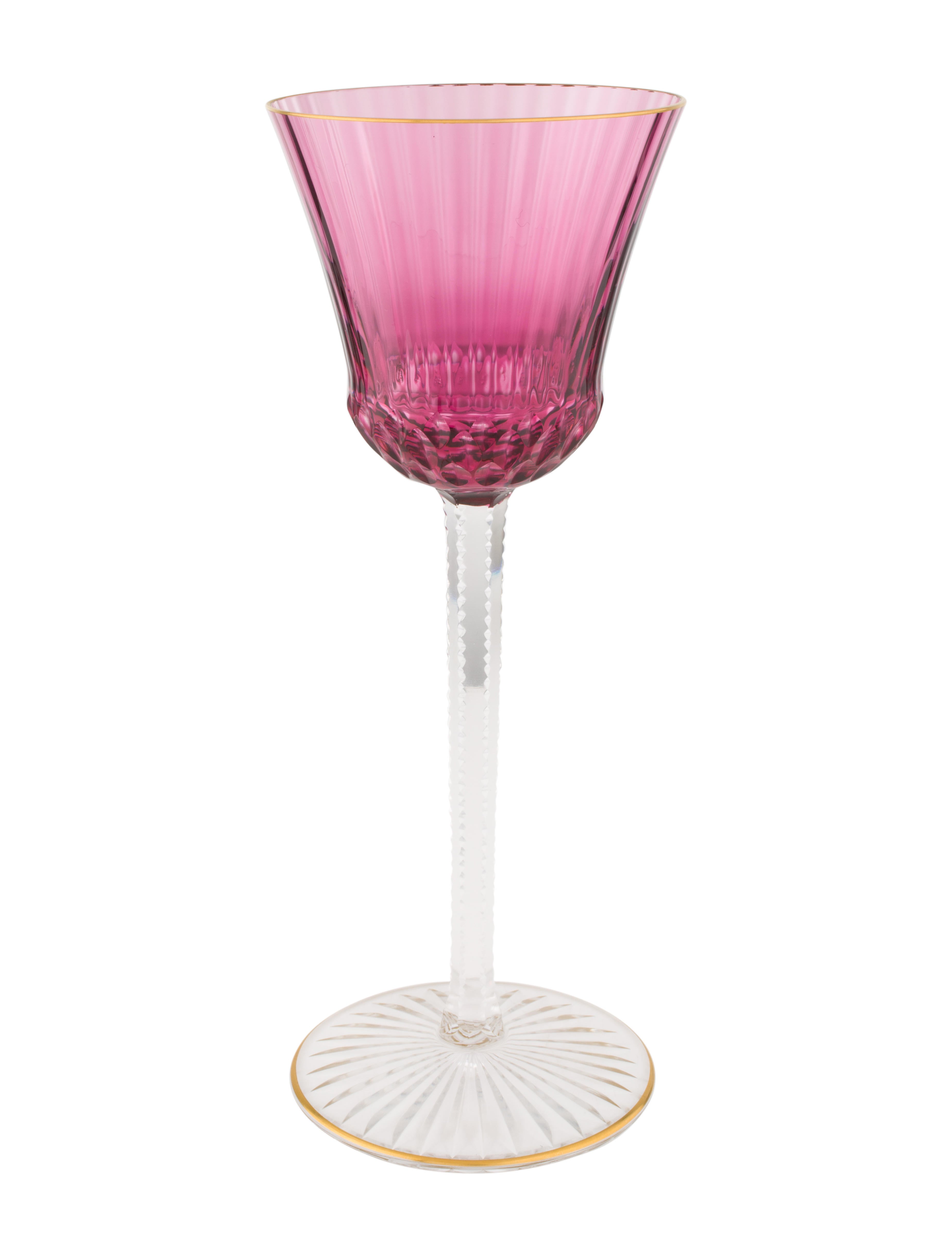 Saint-Louis Set of 12 Apollo Wine Hock Glasses - Pink Drinkware ...