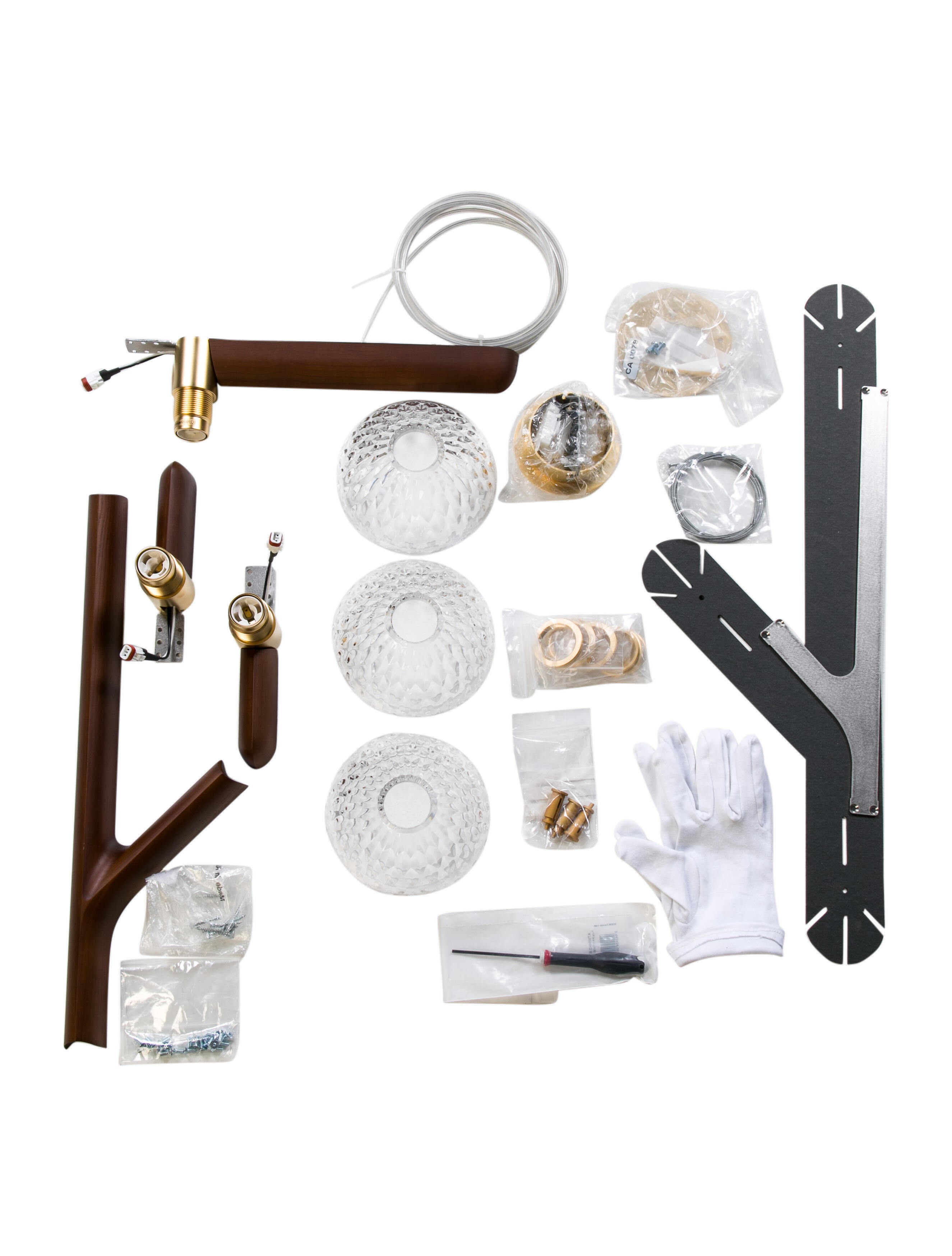 Saint-Louis Folia Crystal and Wood Modular 3-Lights Pendant - Brown, 1 ...