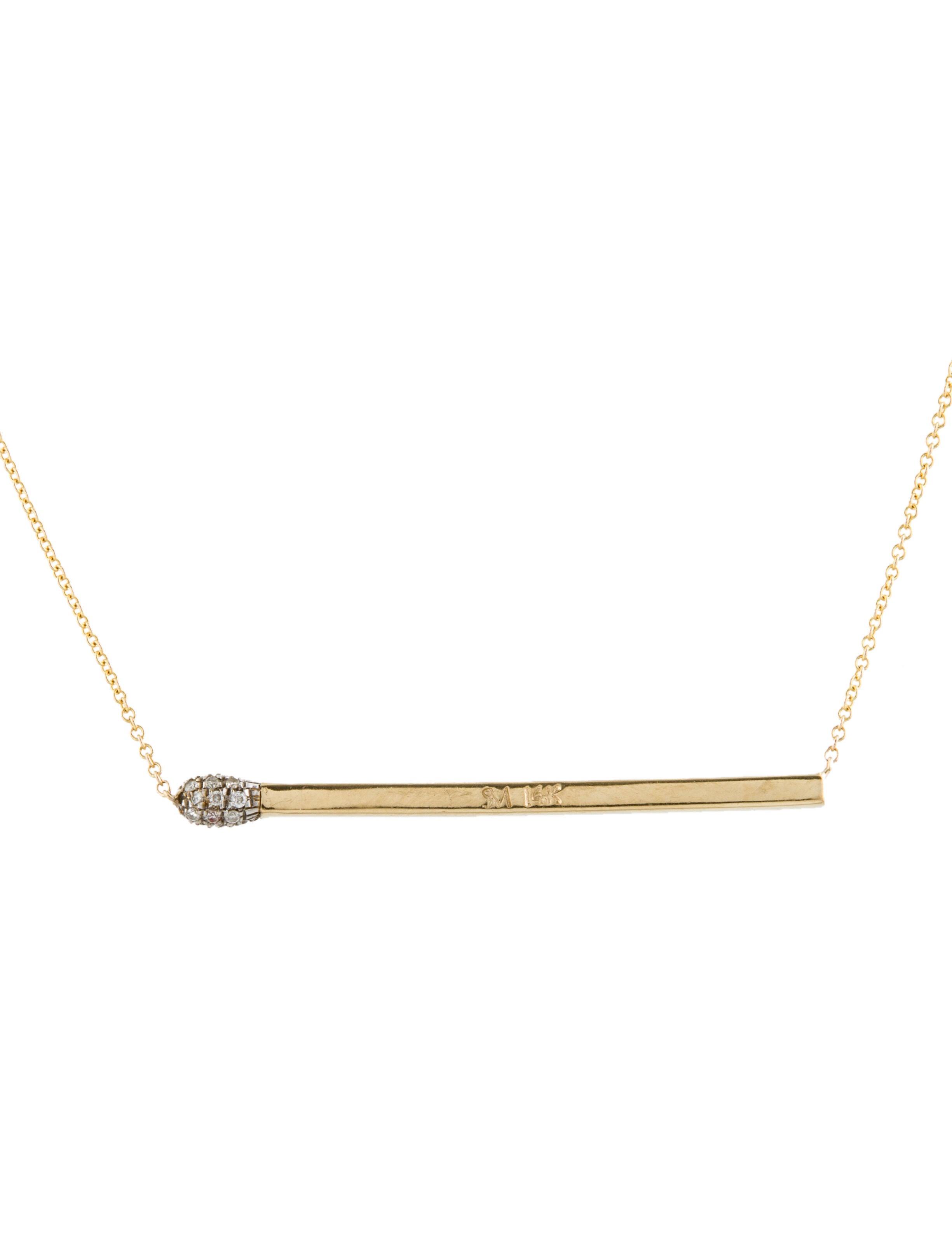 Smith & Mara 14K Diamond Matchstick Necklace - 14K Yellow Gold Pendant ...