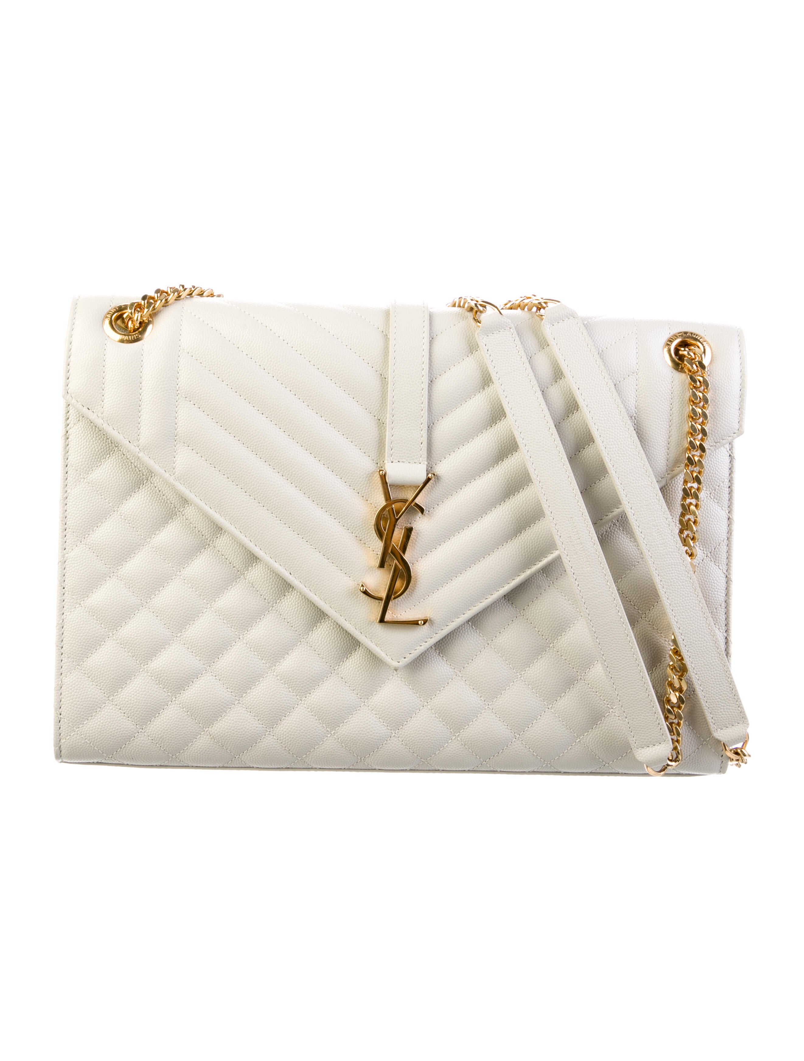 Saint Laurent Large Triquilt Monogram Envelope Bag - Grey Shoulder Bags ...