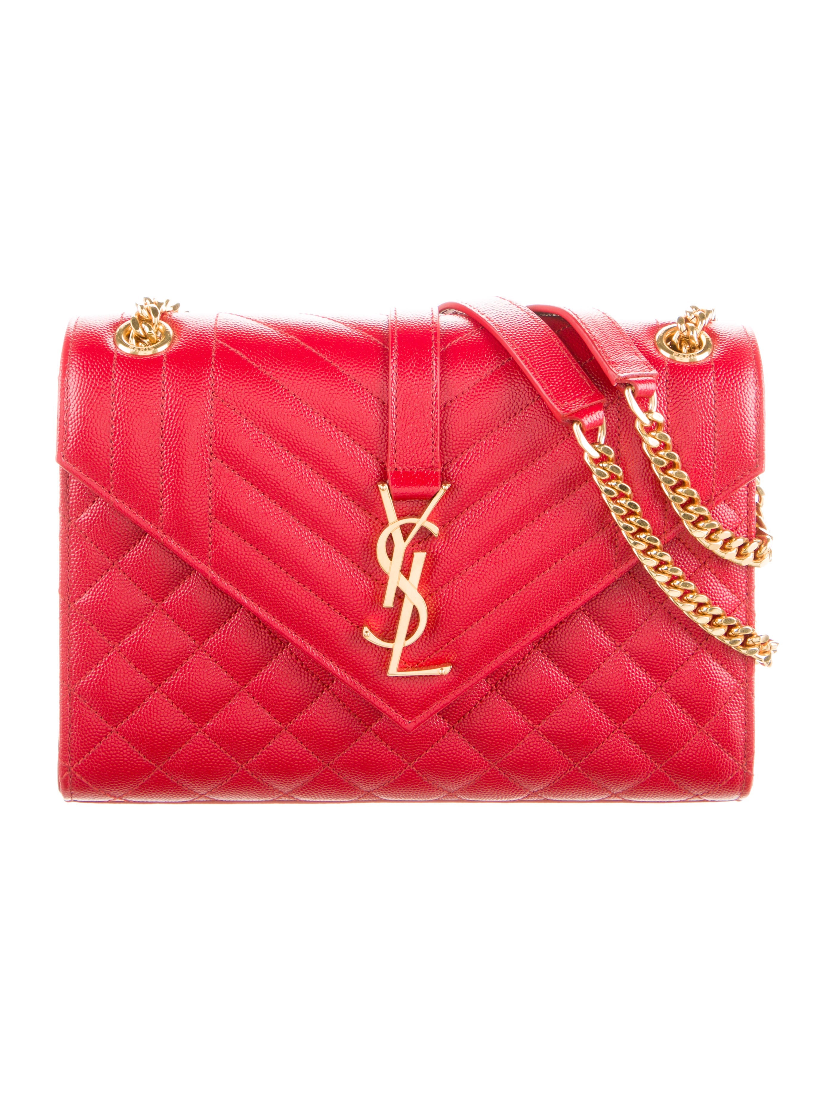 Saint Laurent Medium Monogram Triquilt Envelope Bag - Red Shoulder Bags ...
