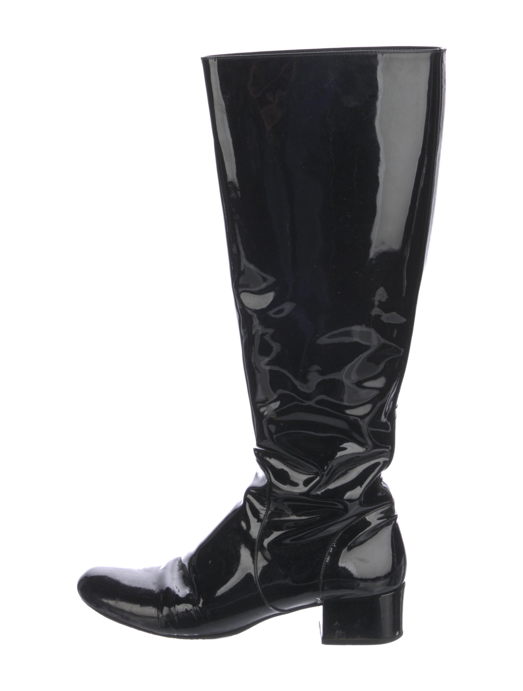 Saint Laurent Patent Leather Riding Boots - Black Boots, Shoes ...