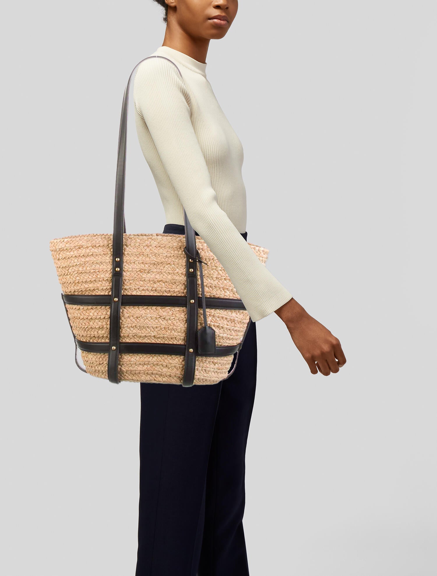 Saint Laurent Le Panier Raffia Tote - Neutrals Totes, Handbags ...