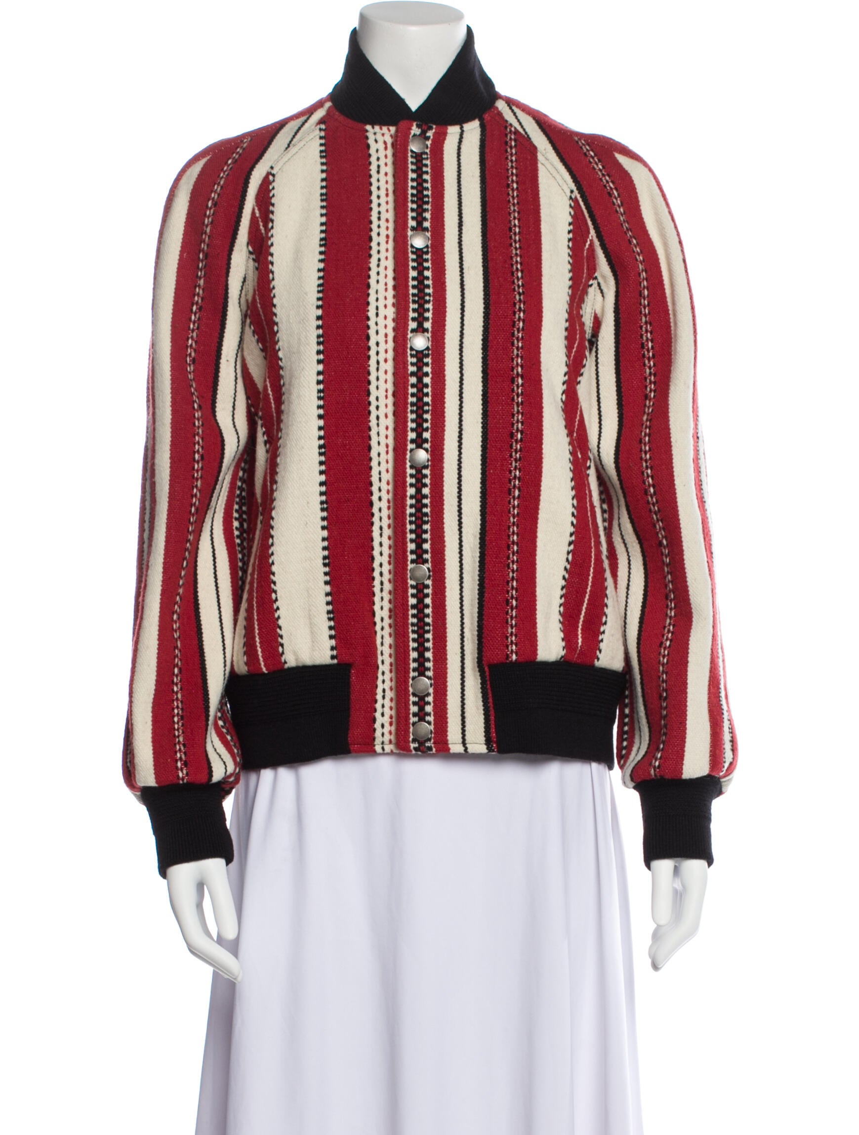 Saint Laurent 2017 Striped Bomber Jacket w/ Tags - Red Jackets ...