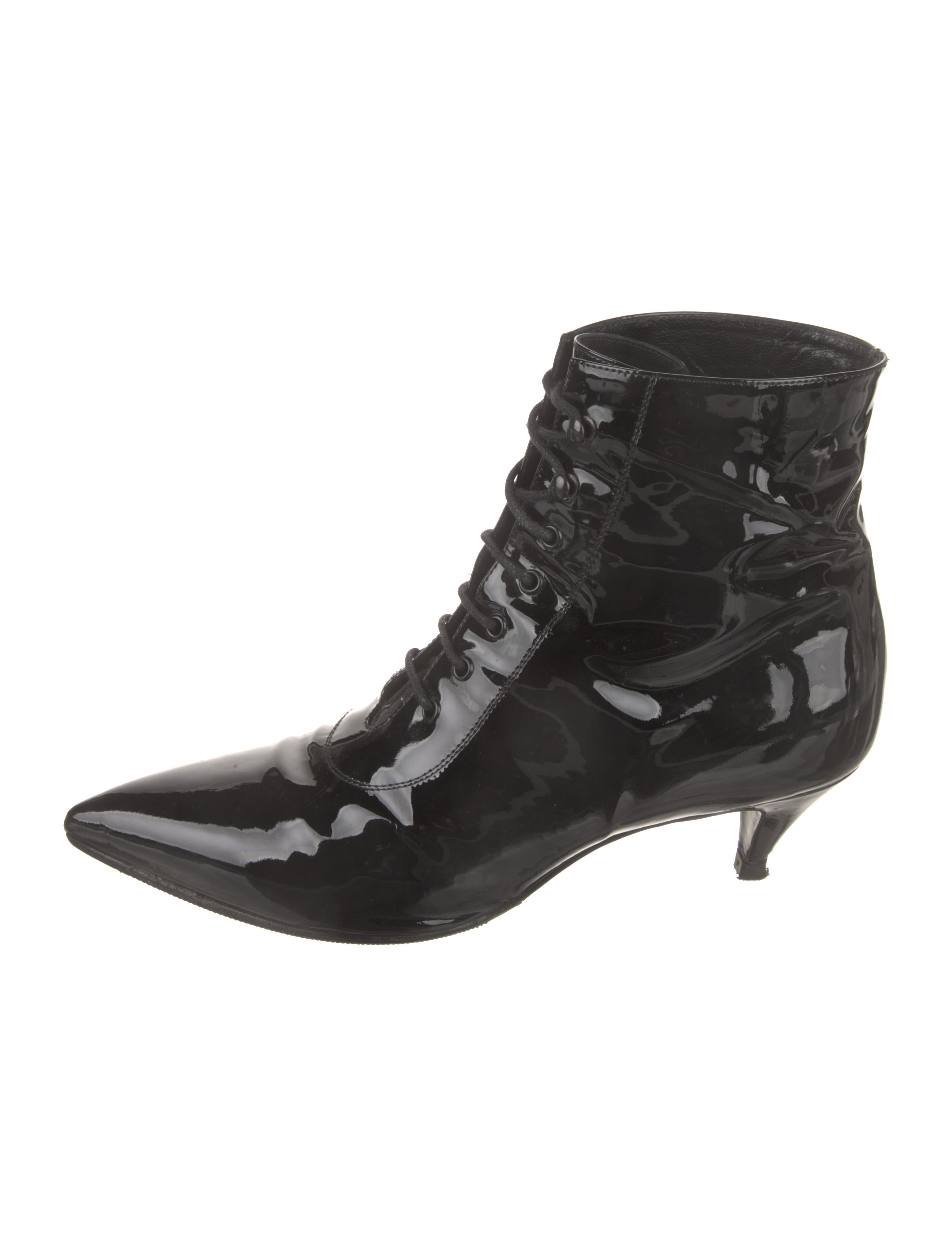 Saint Laurent Patent Leather Combat Boots - Black Boots, Shoes ...